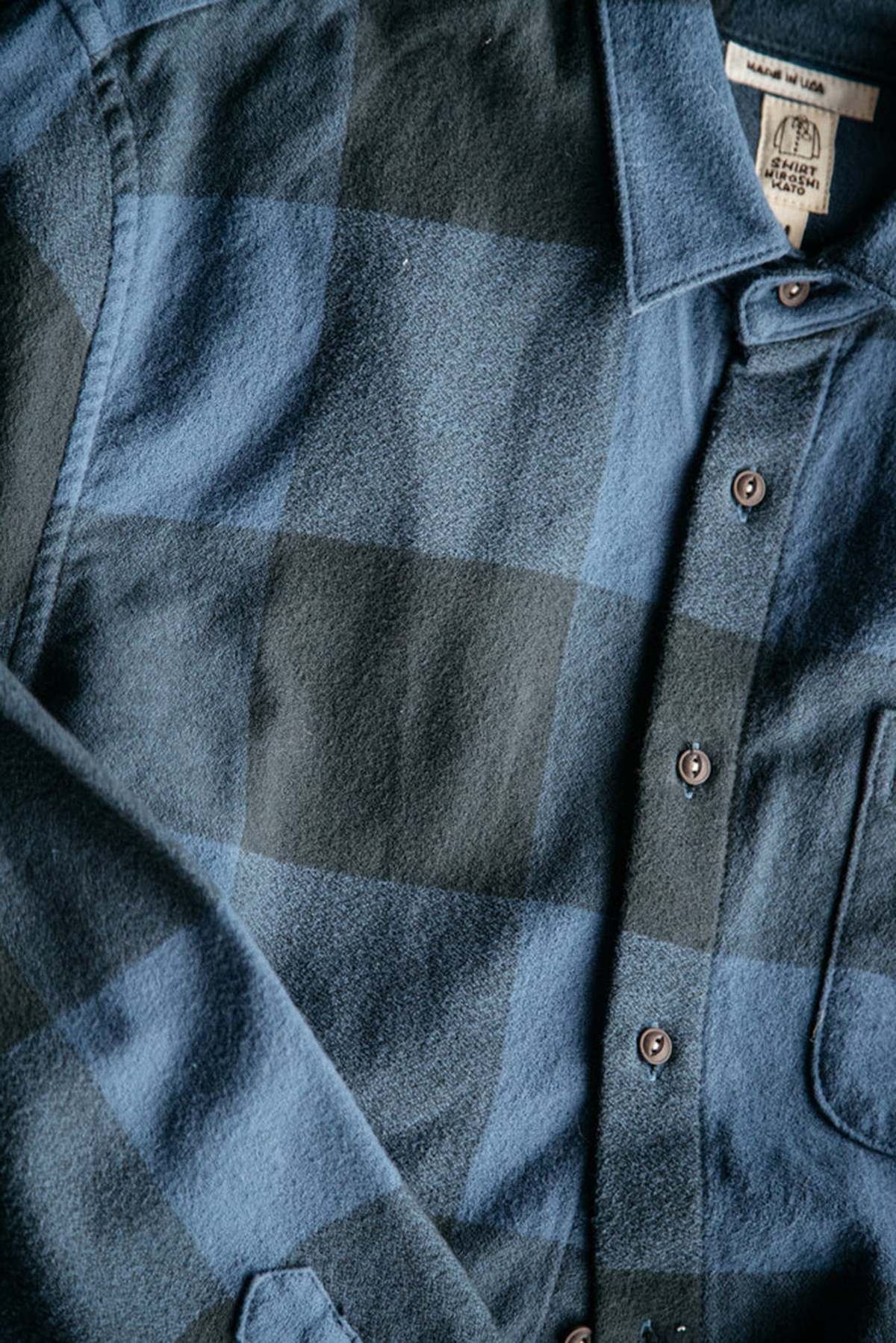 KATO Ripper Plaid Shirt - Navy Blue | Garmentory