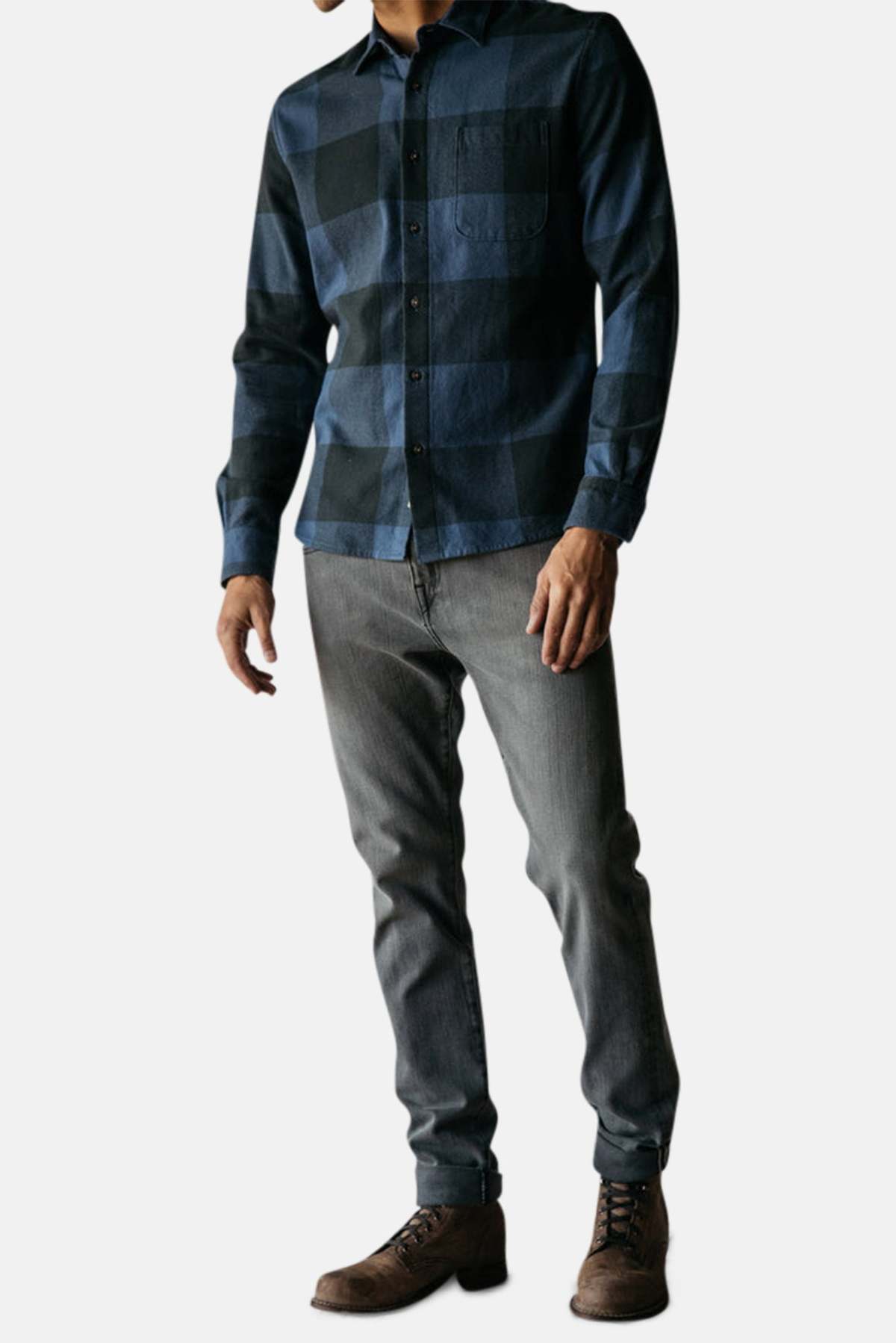 KATO Ripper Plaid Shirt - Navy Blue | Garmentory