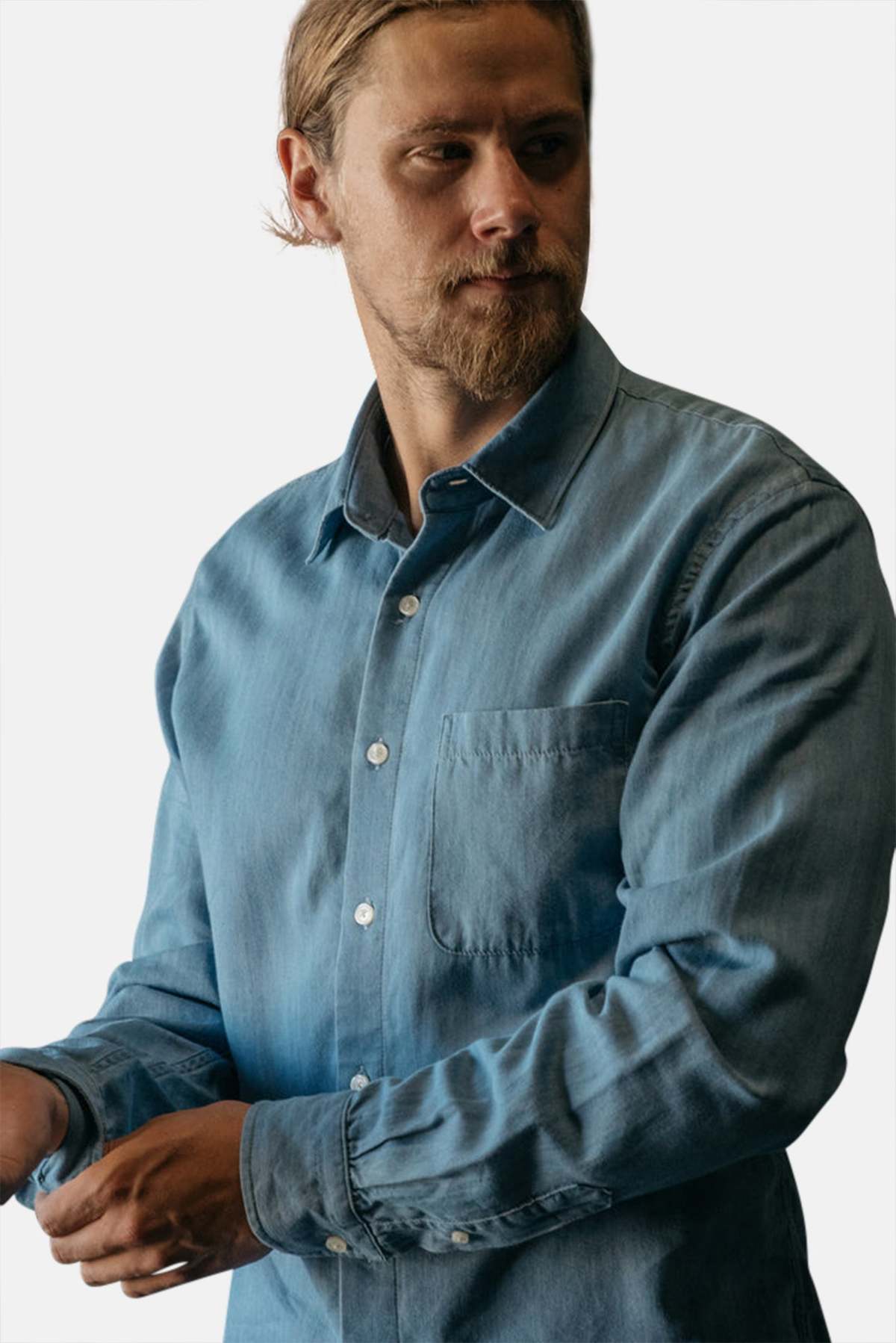 KATO Ripper Tencel Shirt - Light Blue | Garmentory