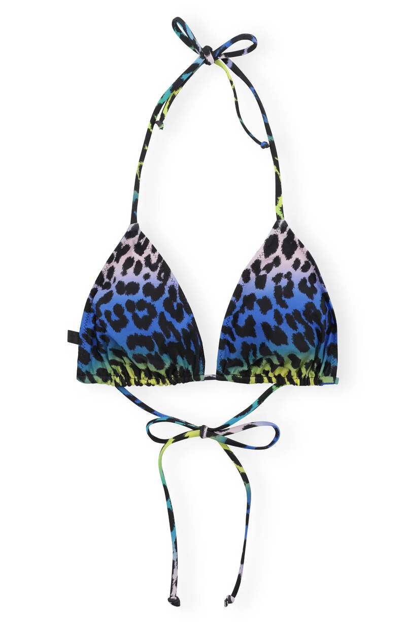 Ganni Printed String Bikini Top - Multi Leopard | Garmentory