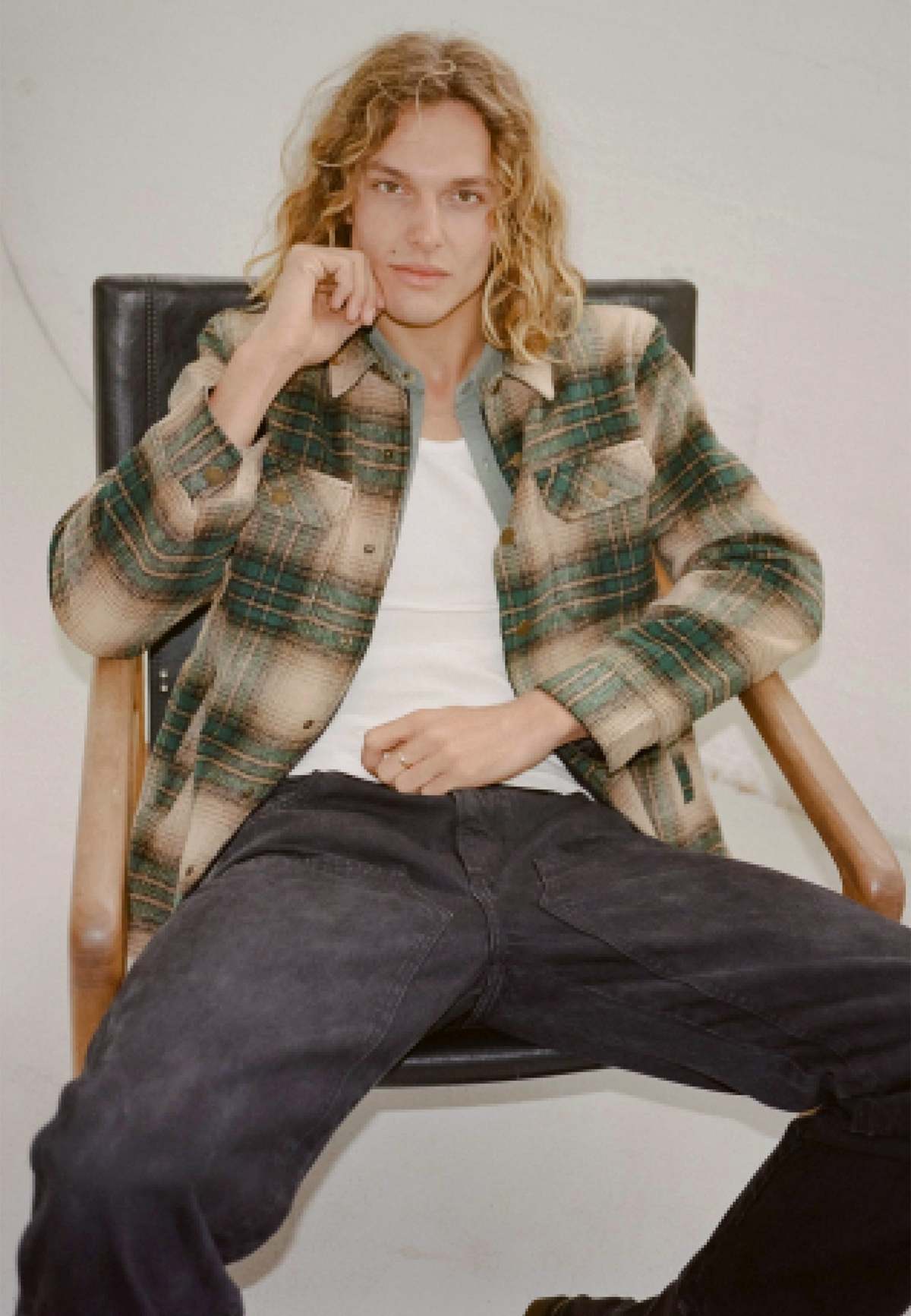 Rollas Men At Work Shacket - Green Check | Garmentory