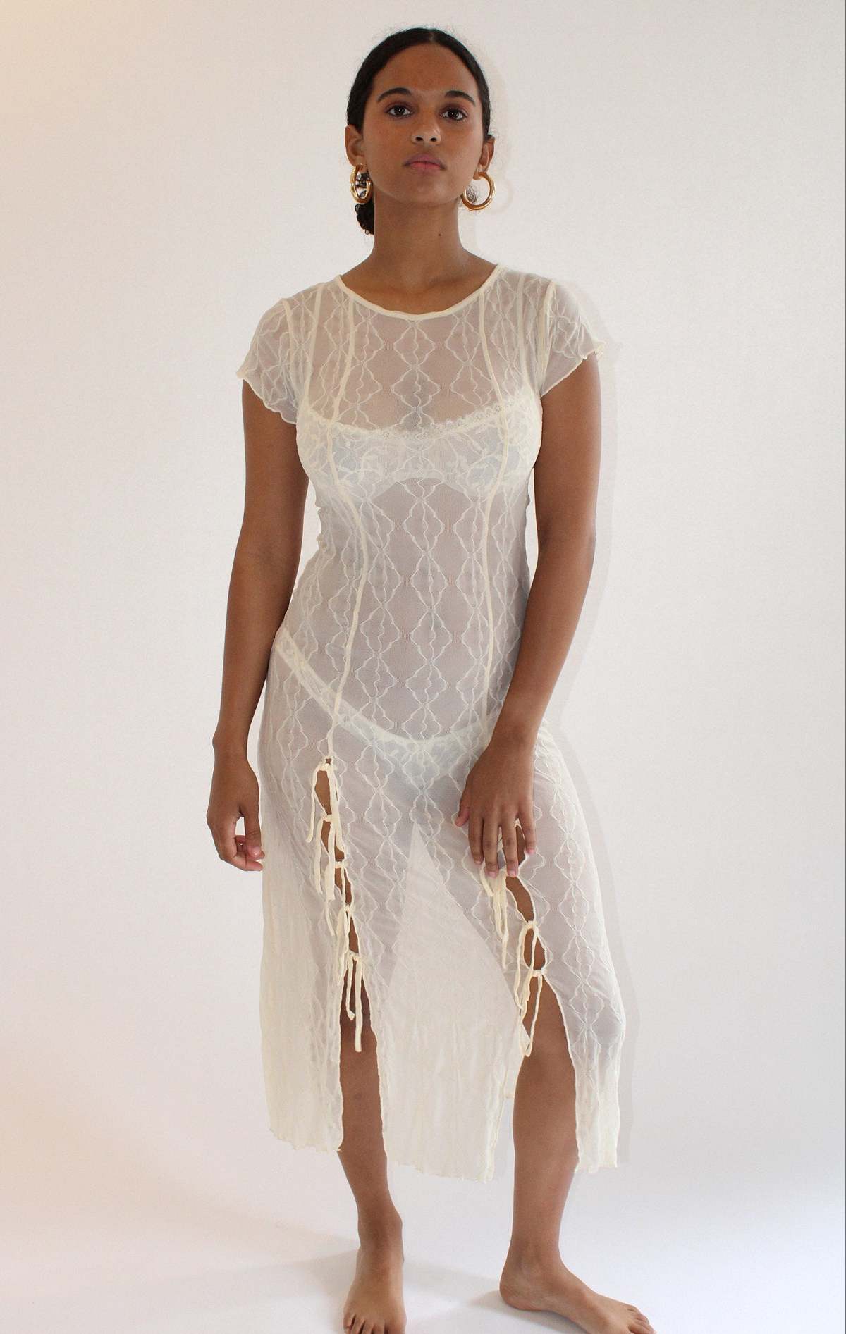 Find Me Now Mariposa Lace Midi Dress - Cloud | Garmentory