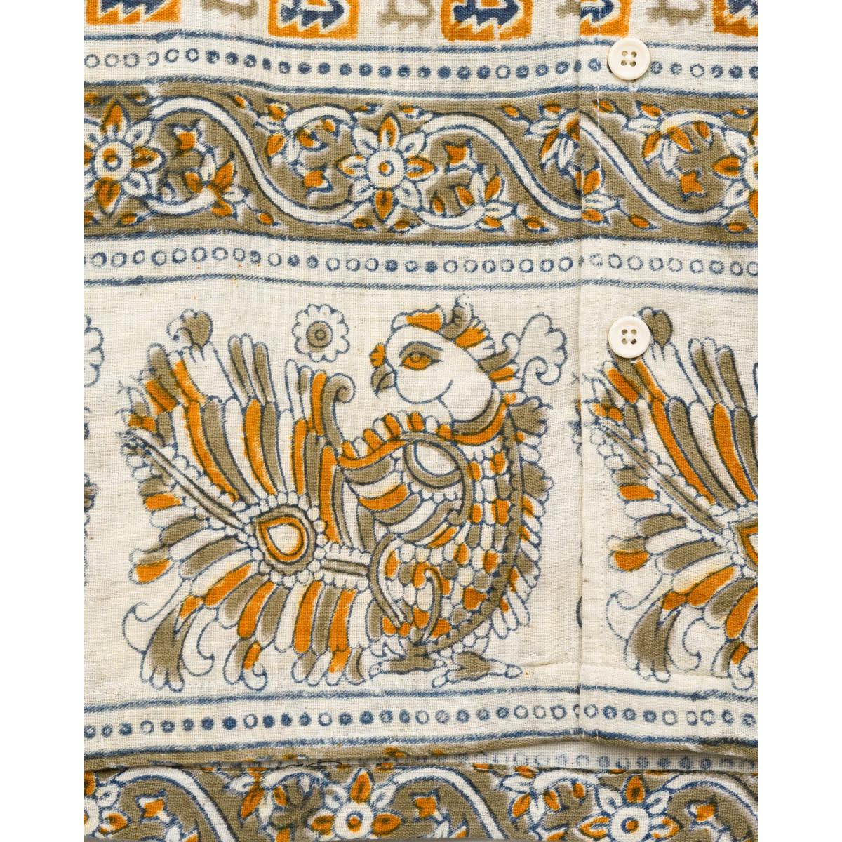 Umber & Ochre Khushi Camp Shirt - Peacock Border Block | Garmentory