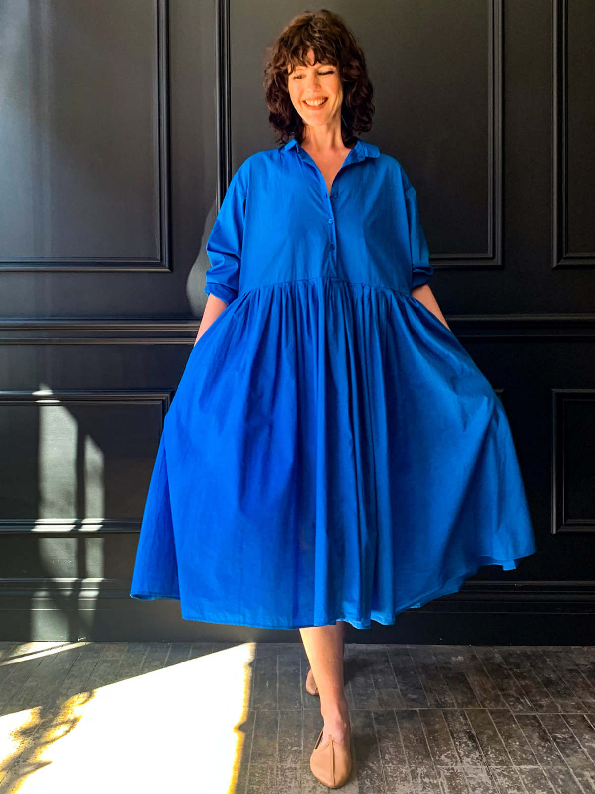 MANUELLE GUIBAL - Robe Chemise Kaya - Plouf Blue | Garmentory