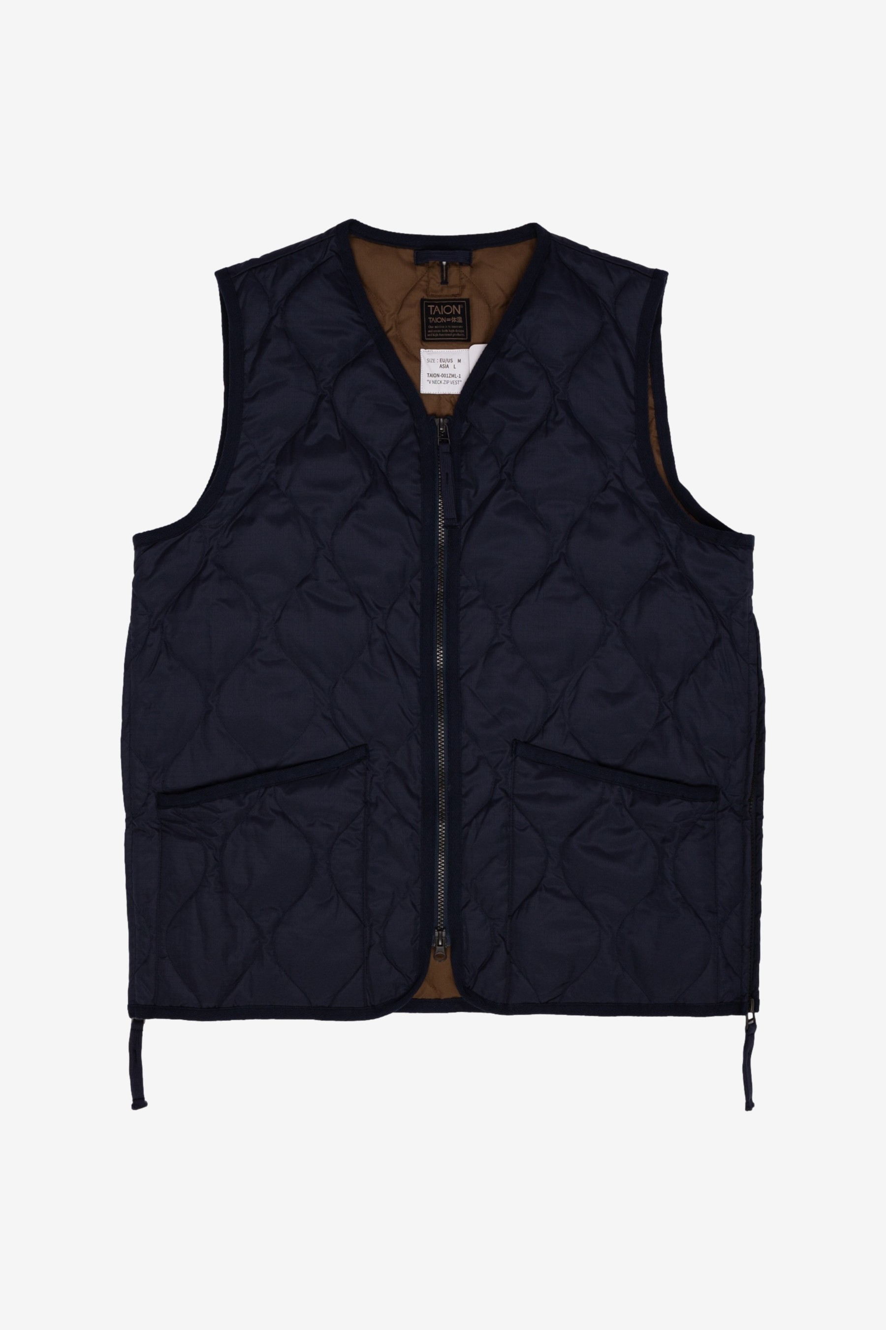 TAION Military Zip V Neck Down Vest - Dark Navy | Garmentory