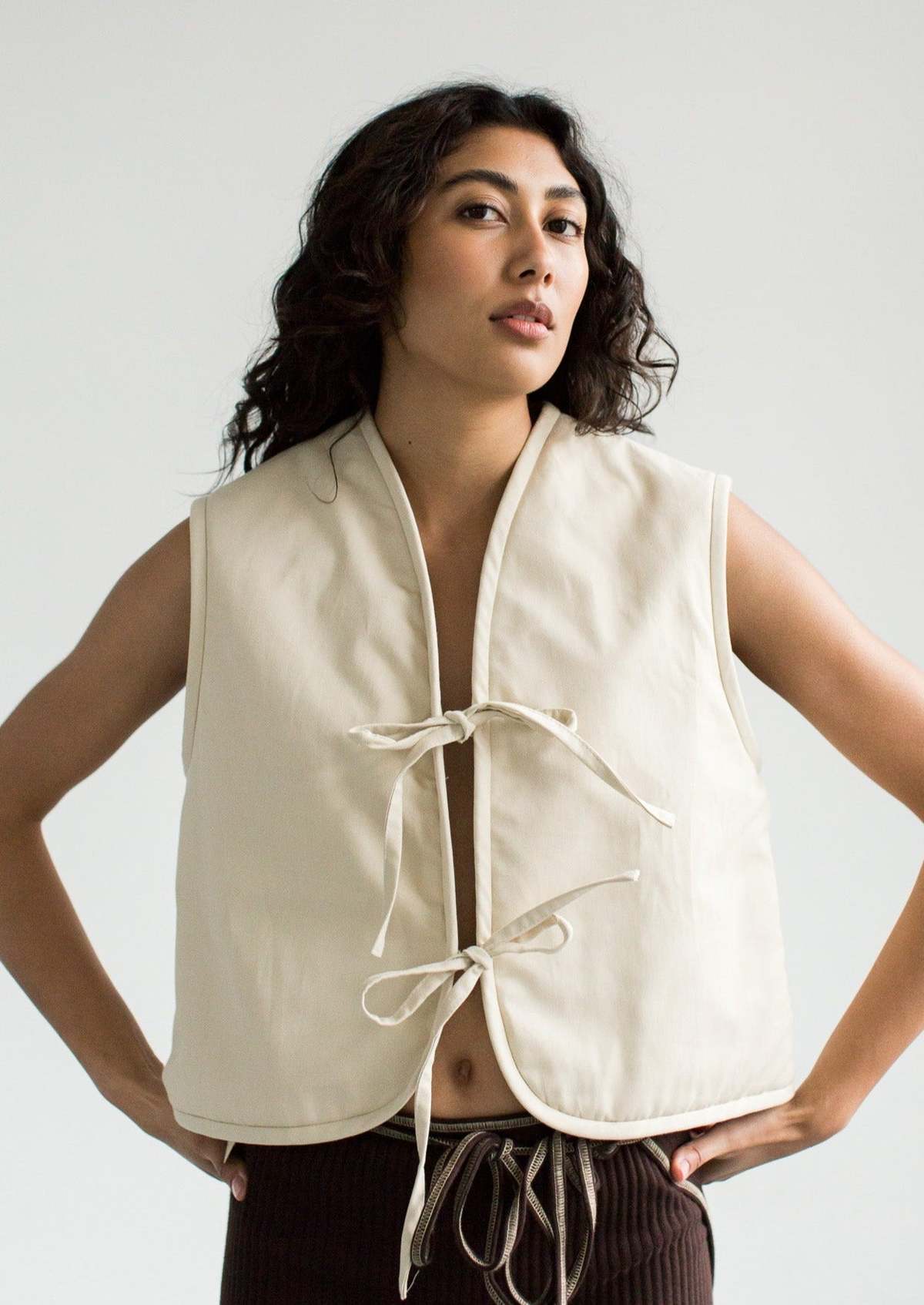 A Bronze Age Cropped Freddi Vest - Bone | Garmentory