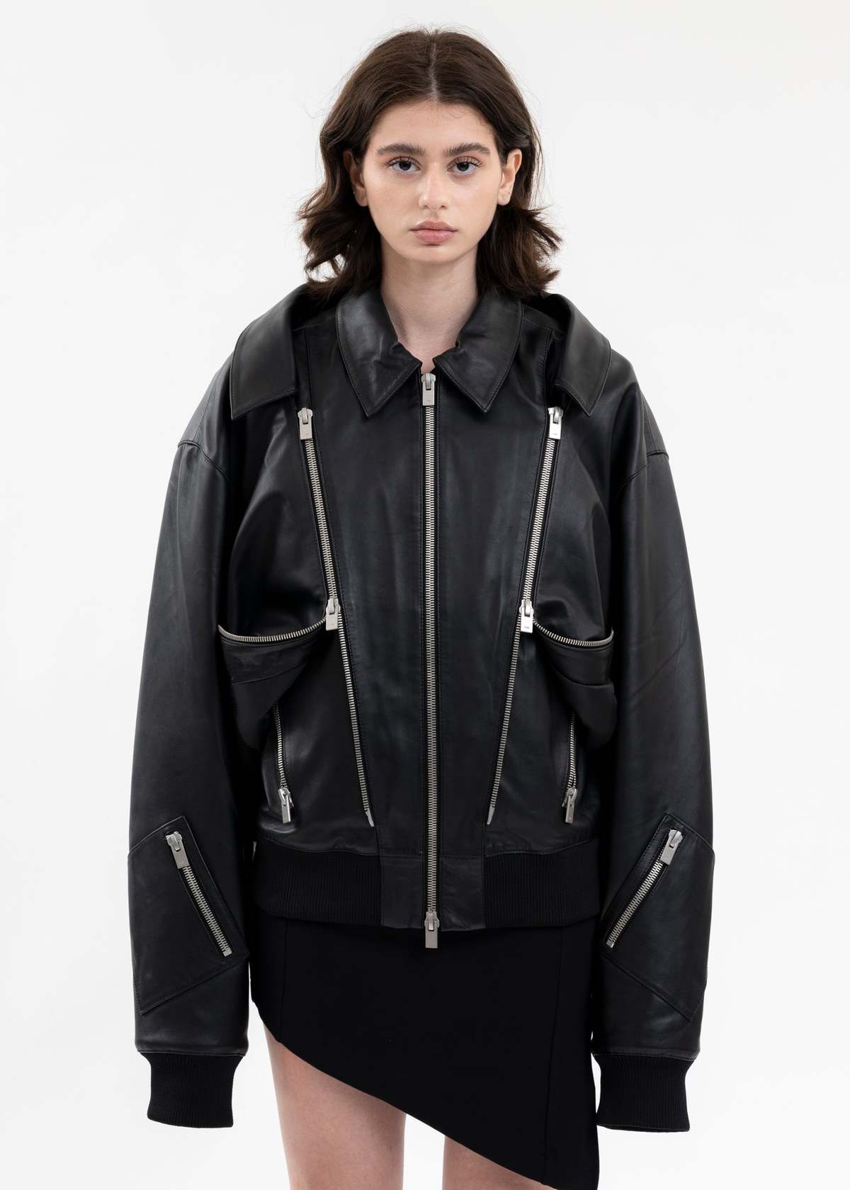 Heliot Emil NIVEOUS LEATHER JACKET - BLACK | Garmentory