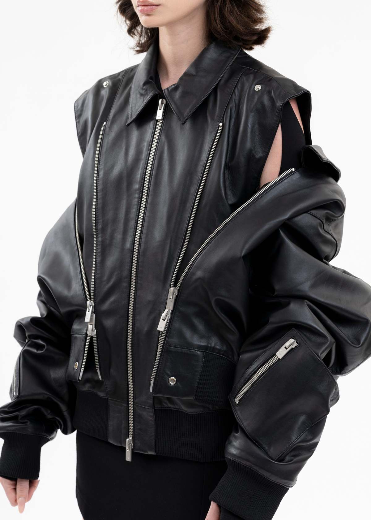 Heliot Emil NIVEOUS LEATHER JACKET - BLACK | Garmentory