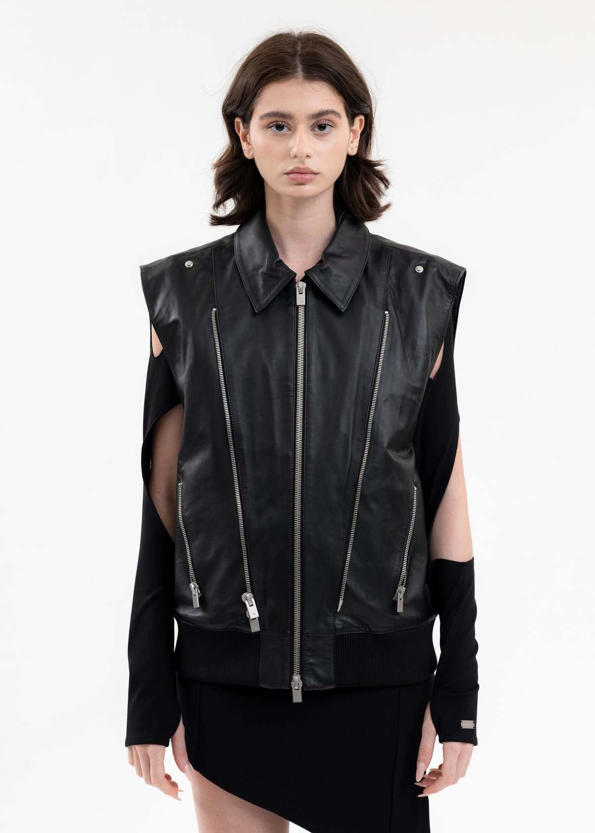 Heliot Emil NIVEOUS LEATHER JACKET - BLACK | Garmentory