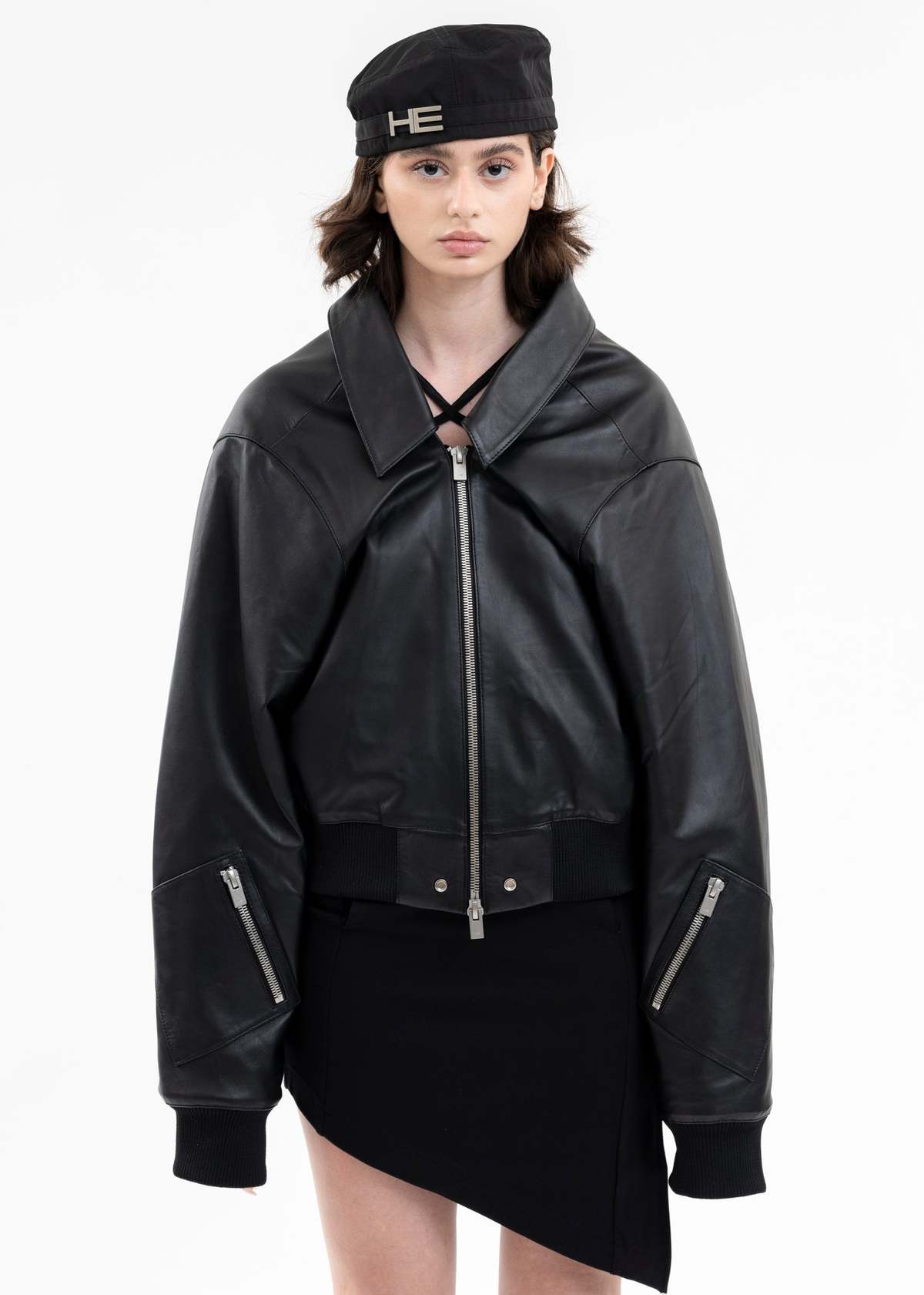 Heliot Emil NIVEOUS LEATHER JACKET - BLACK | Garmentory