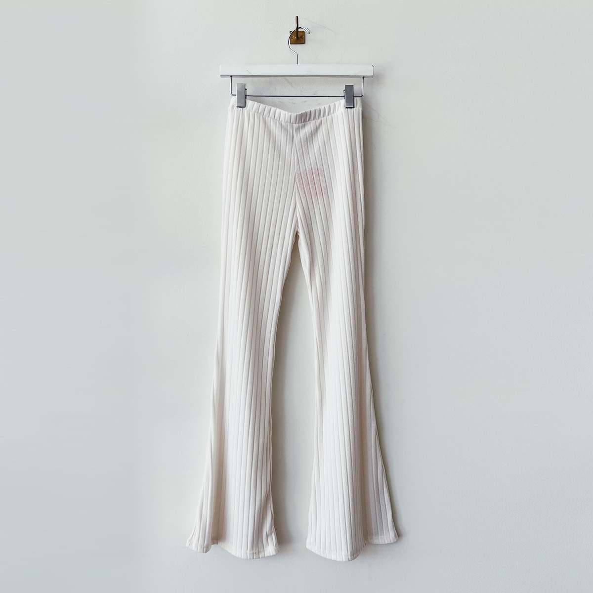 Misc Etc Ribbed Knit Flared Pants - Ivory | Garmentory
