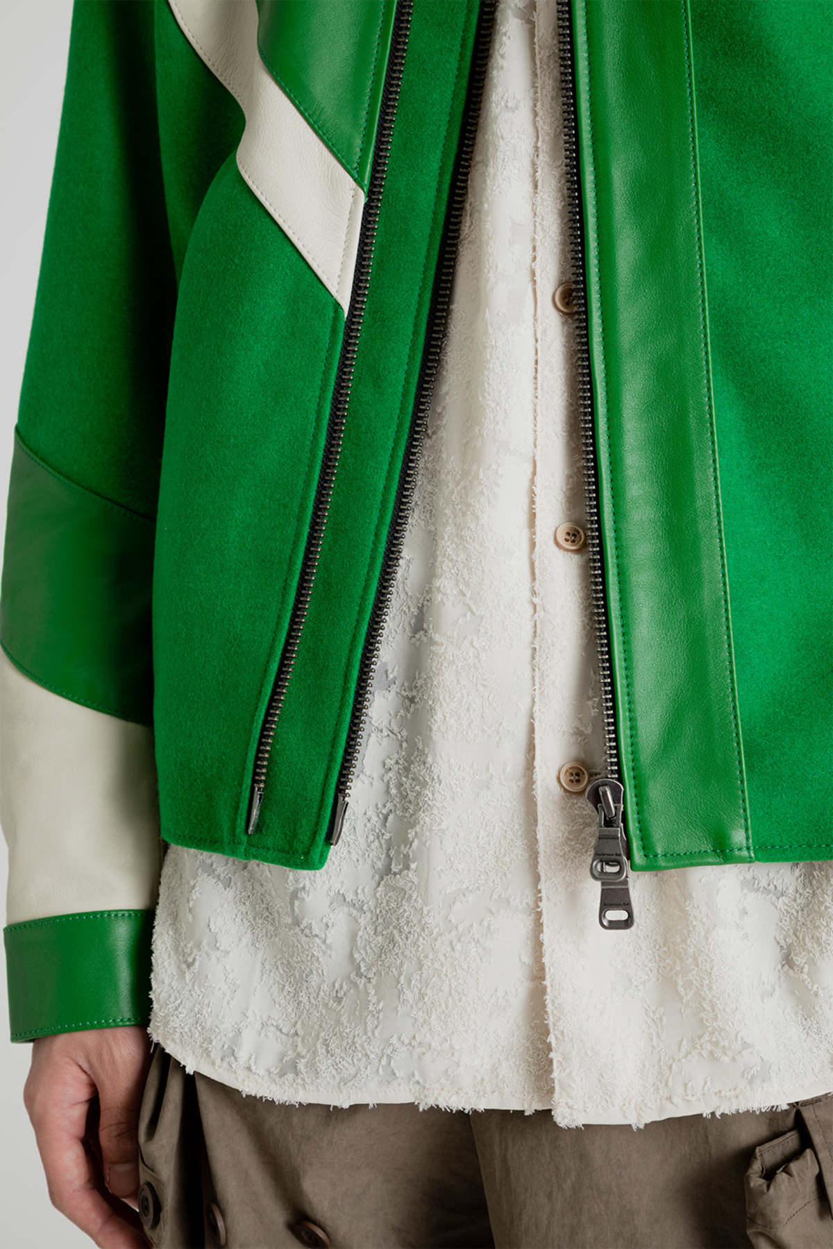 Motorcycle Leather Varsity Jacket - Green | Garmentory