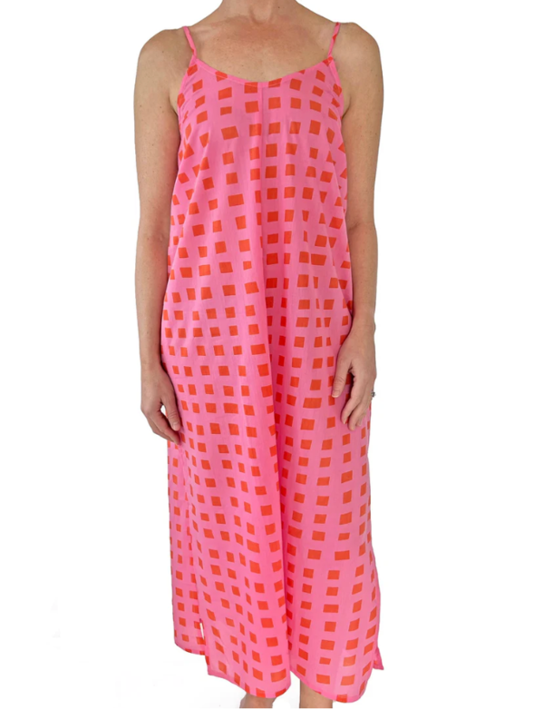 See Design Slip Dress - Blocks Pink/Orange | Garmentory