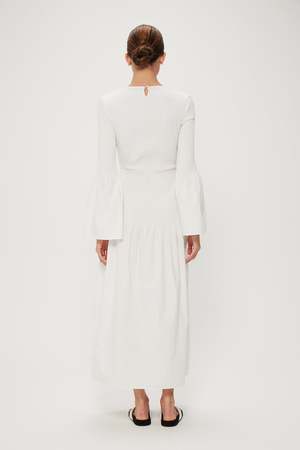 Third Form FULL FORM SHIRRED MAXI DRESS - OFF WHITE | Garmentory