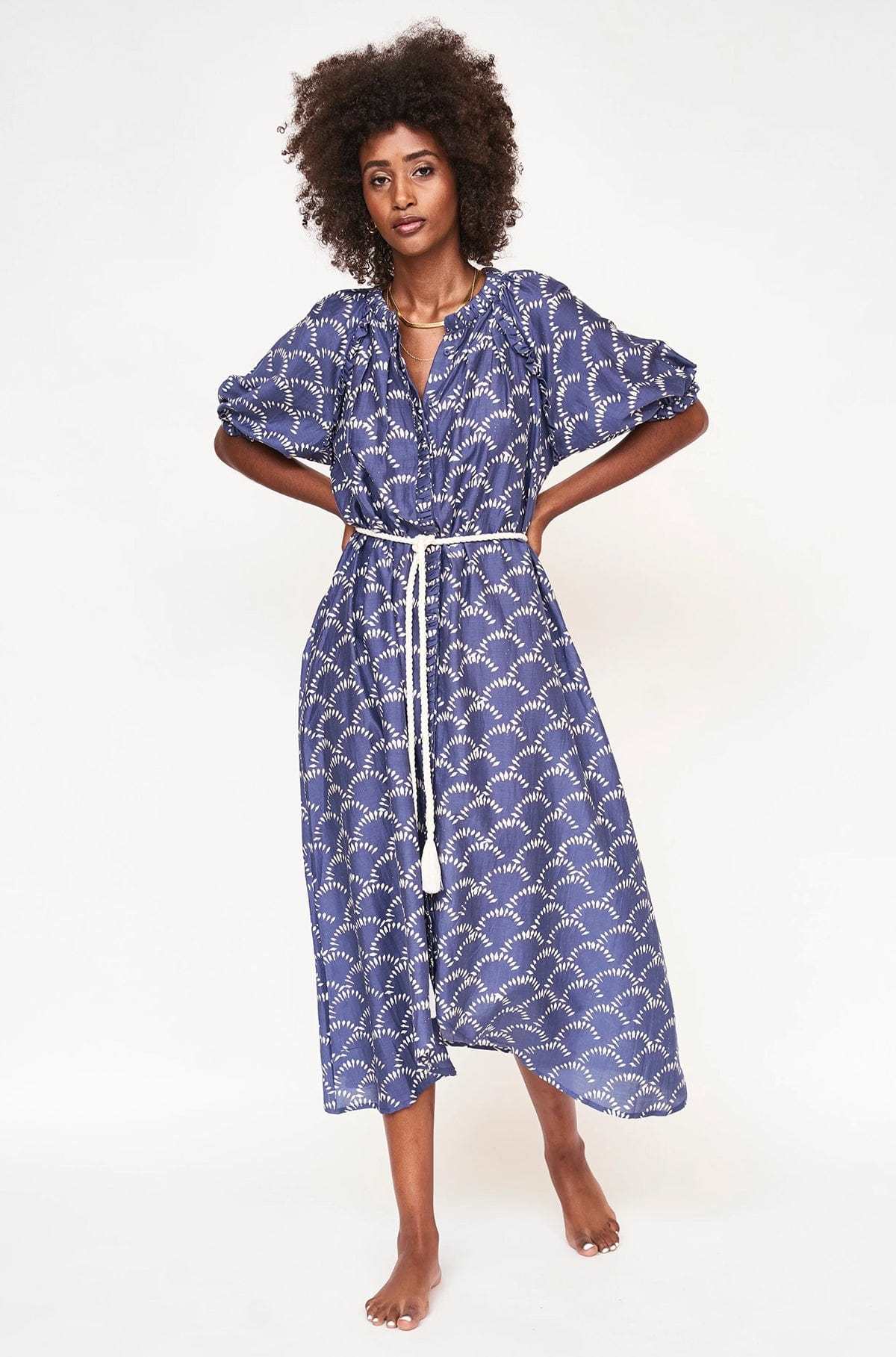MIRTH CAFTANS Somerset Dress - Lapis Shell | Garmentory