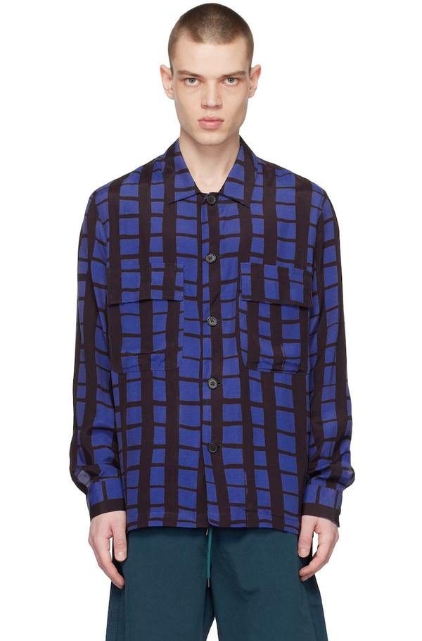 PAUL SMITH Blue & Black Check Shirt - Blues | Garmentory