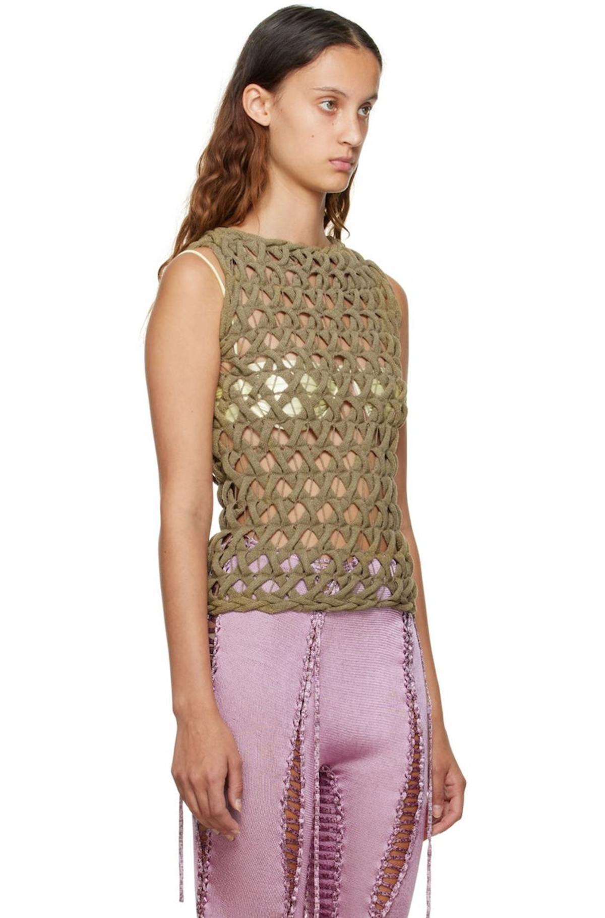 Isa Boulder Cutout Tank Top - Green | Garmentory