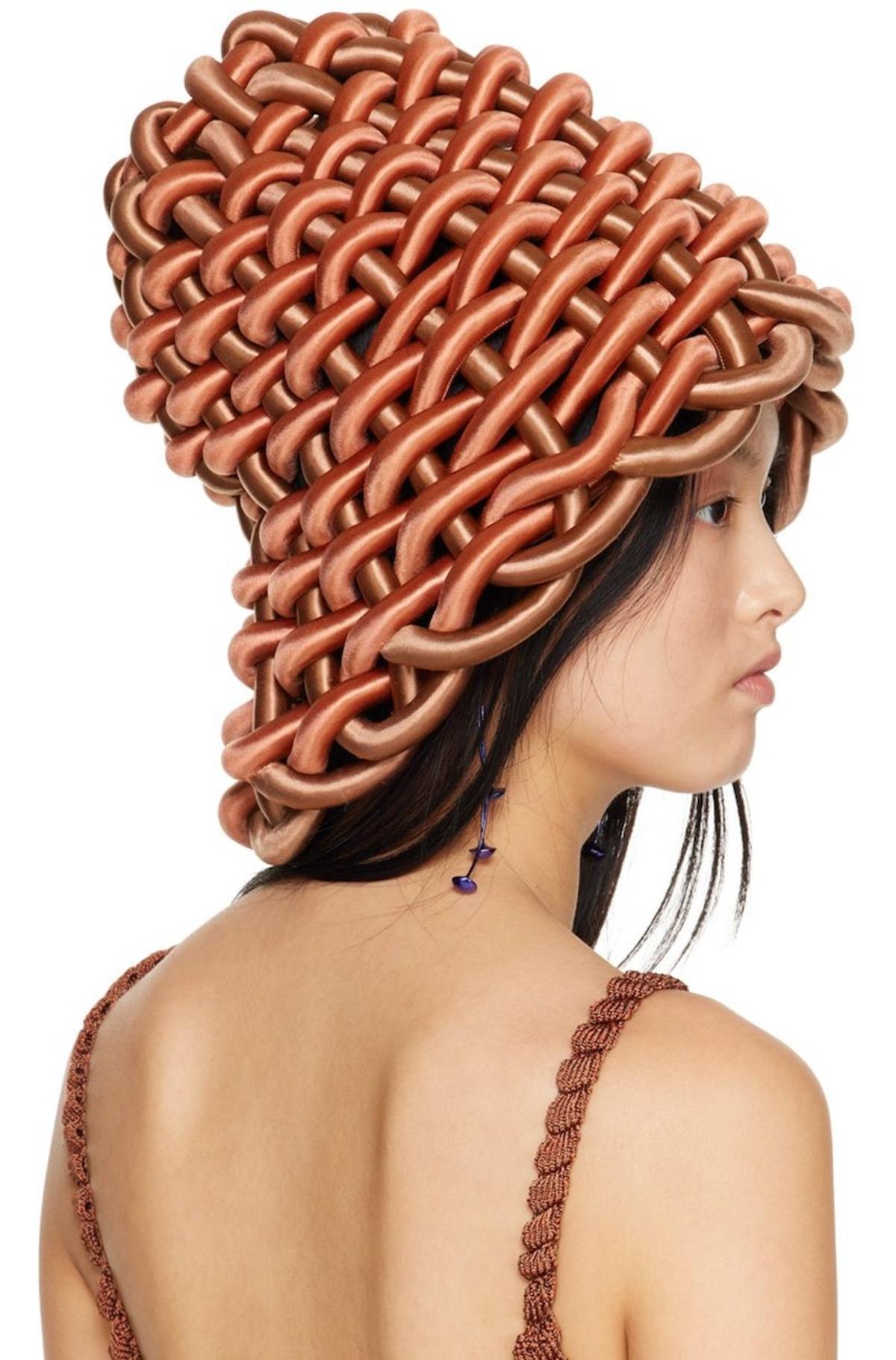 Isa Boulder Tan Asymmetric Beach Hat - Tangerine | Garmentory