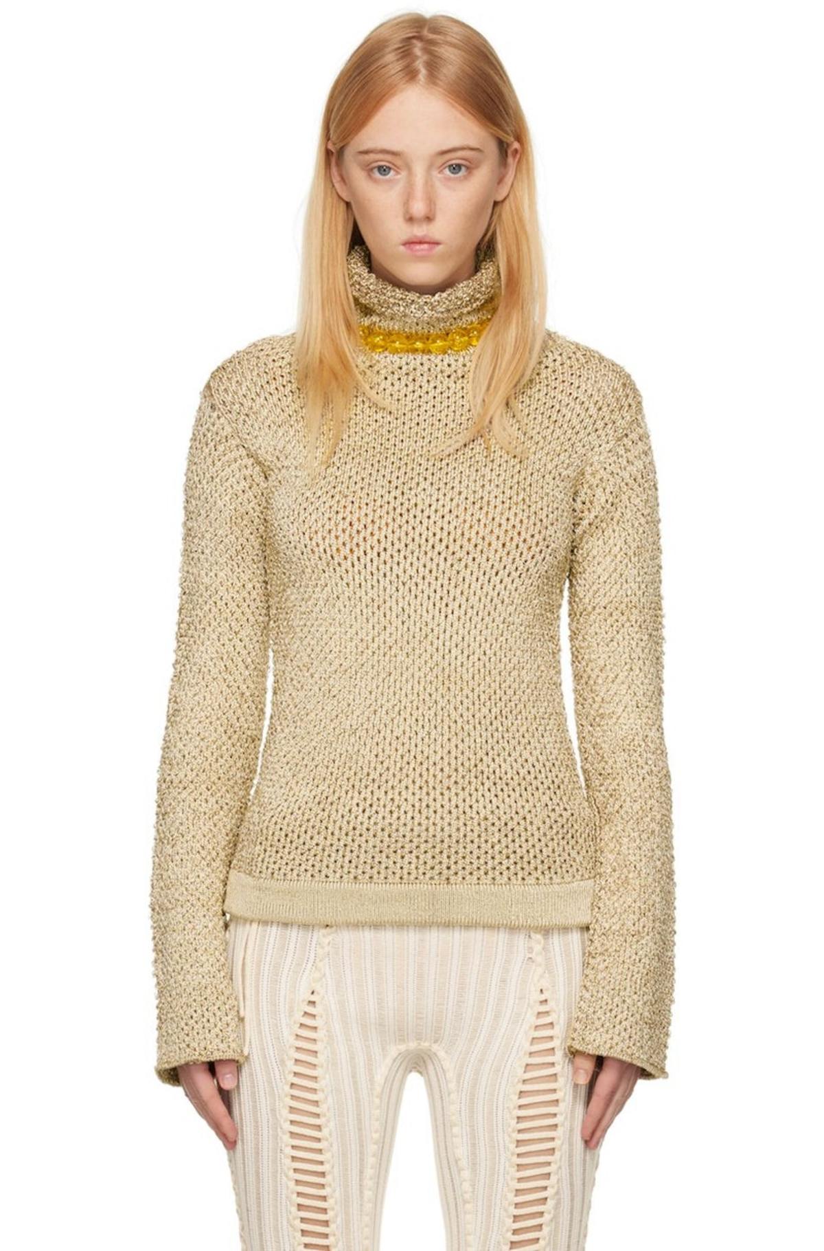 Isa Boulder Beige Armour Sweater - Gold | Garmentory