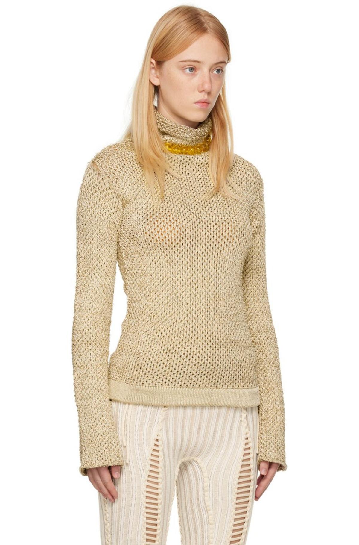 Isa Boulder Beige Armour Sweater - Gold | Garmentory