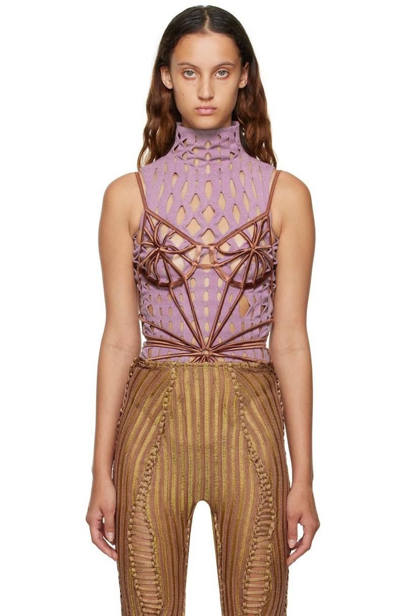 Isa Boulder SSENSE Exclusive Brown Lace Bodysuit | Garmentory