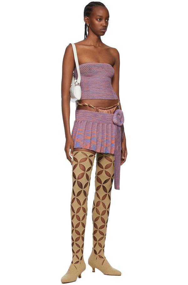Isa Boulder Purple & Orange Rayon Mini Skirt - Mars | Garmentory