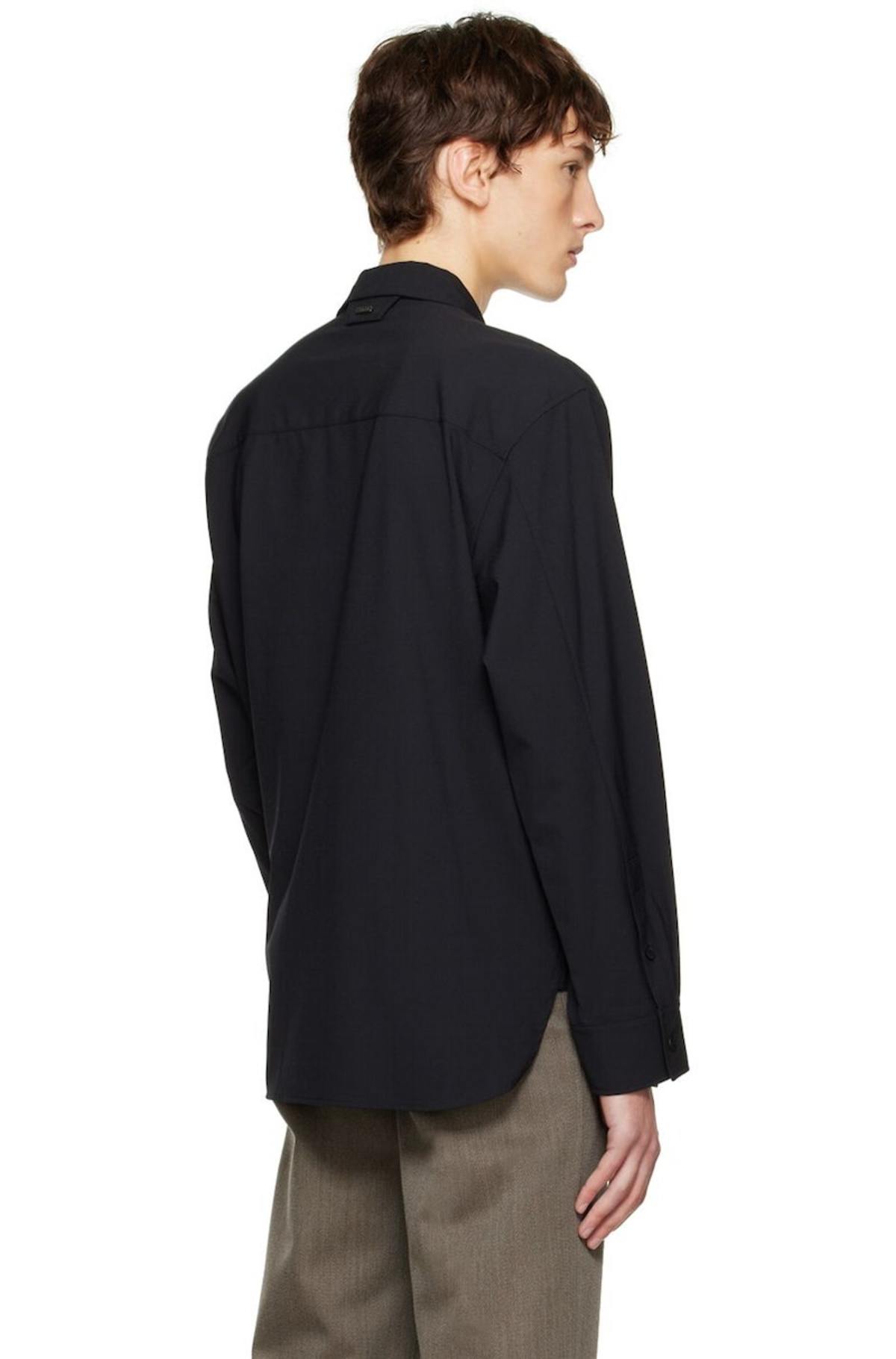 solid homme Hidden Button Shirt - Black | Garmentory