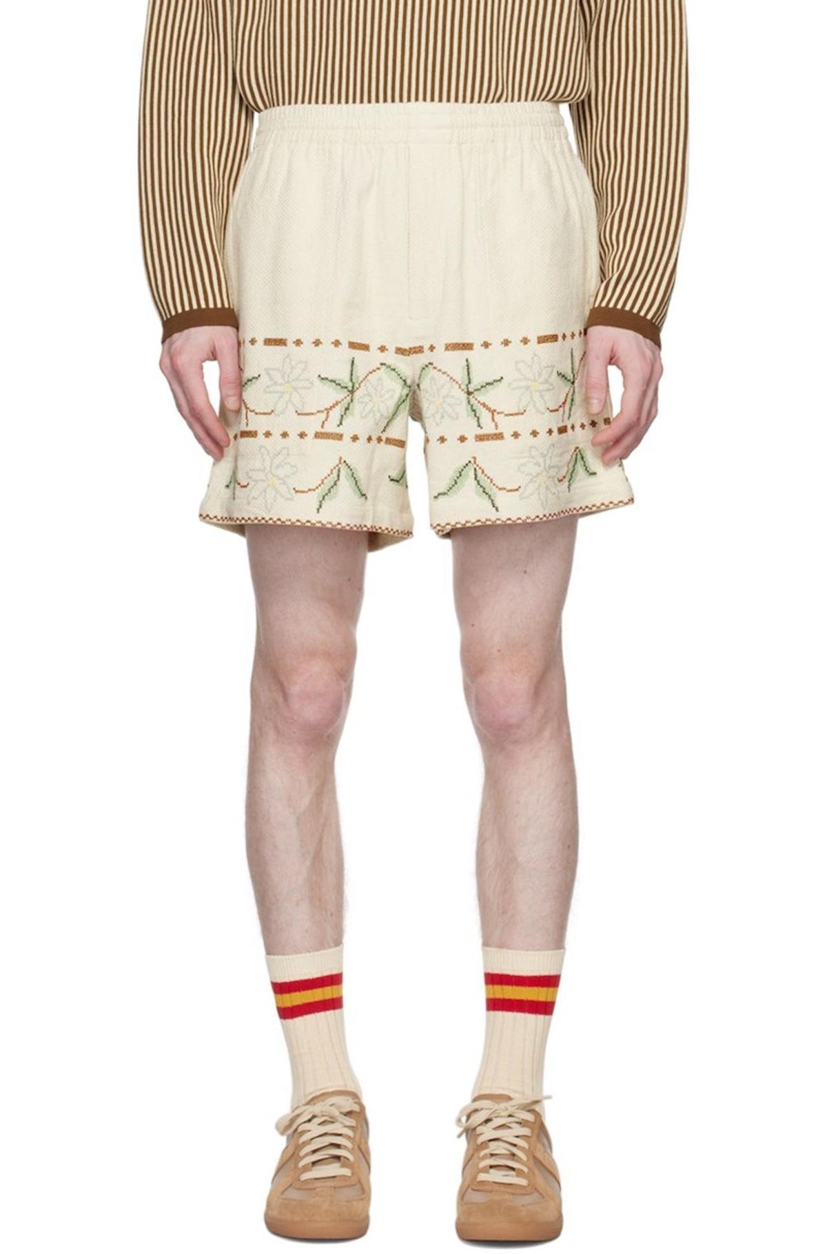Bode Gerber Border Shorts - Ecru/Multi | Garmentory