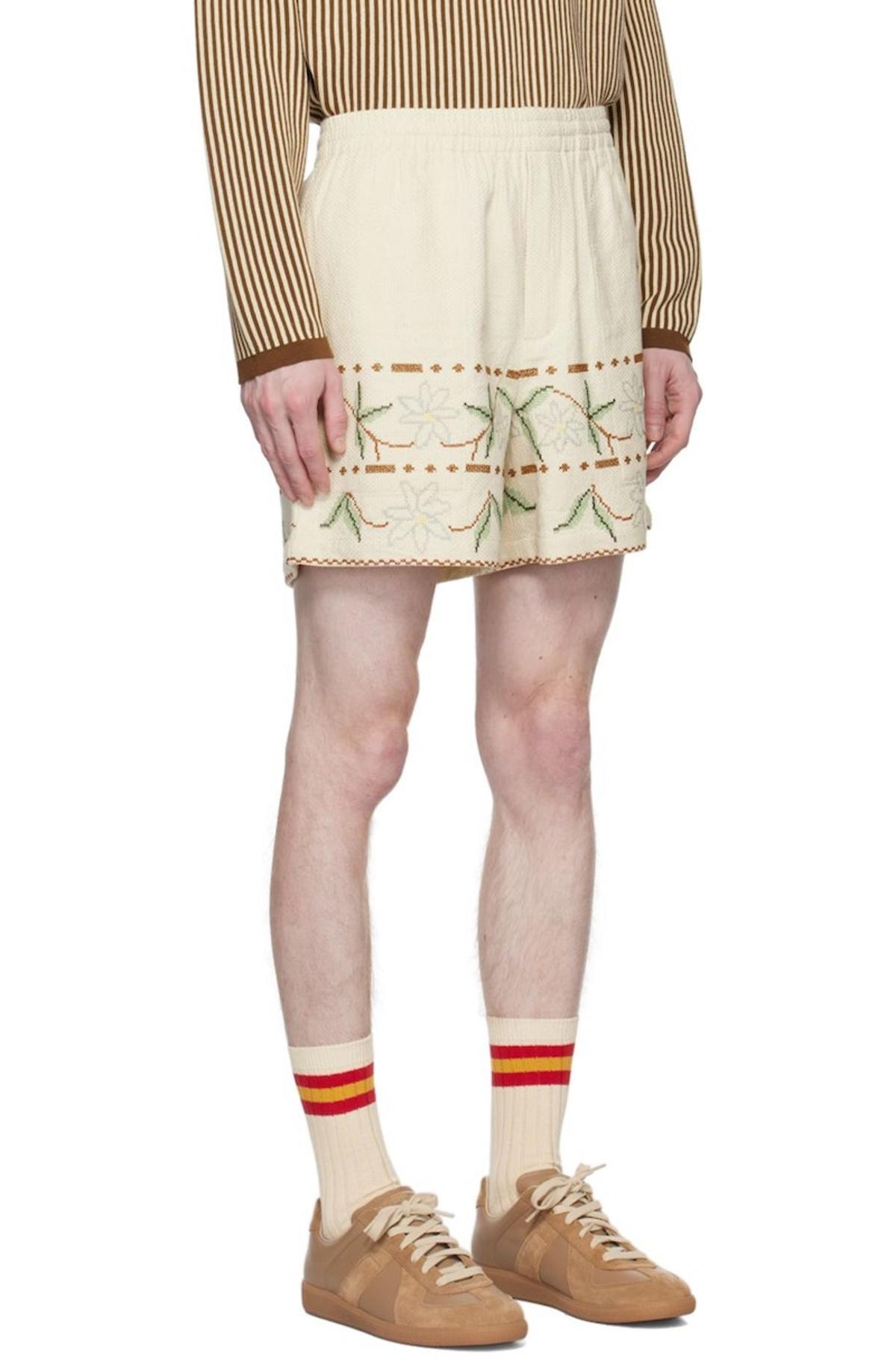 Bode Gerber Border Shorts - Ecru/Multi | Garmentory