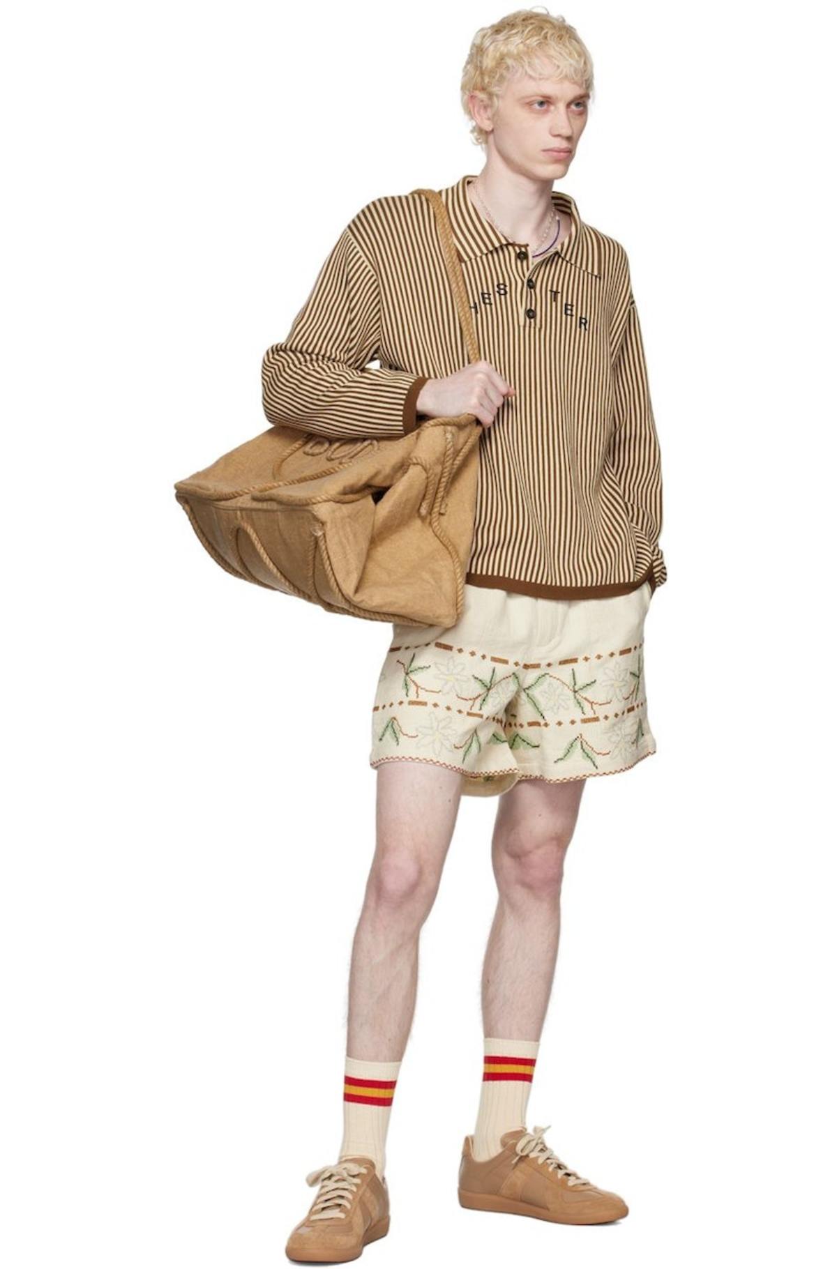 Bode Gerber Border Shorts - Ecru/Multi | Garmentory