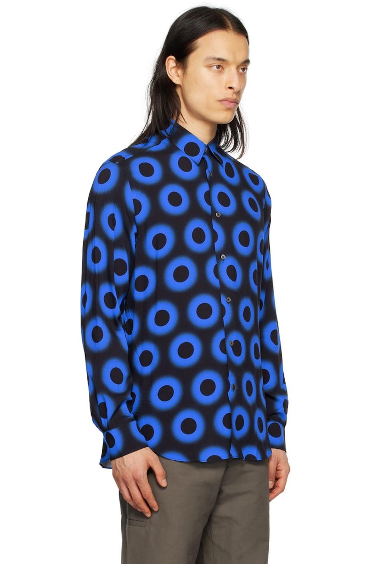 PAUL SMITH Blue & Black Glow Polka Shirt - Blues | Garmentory