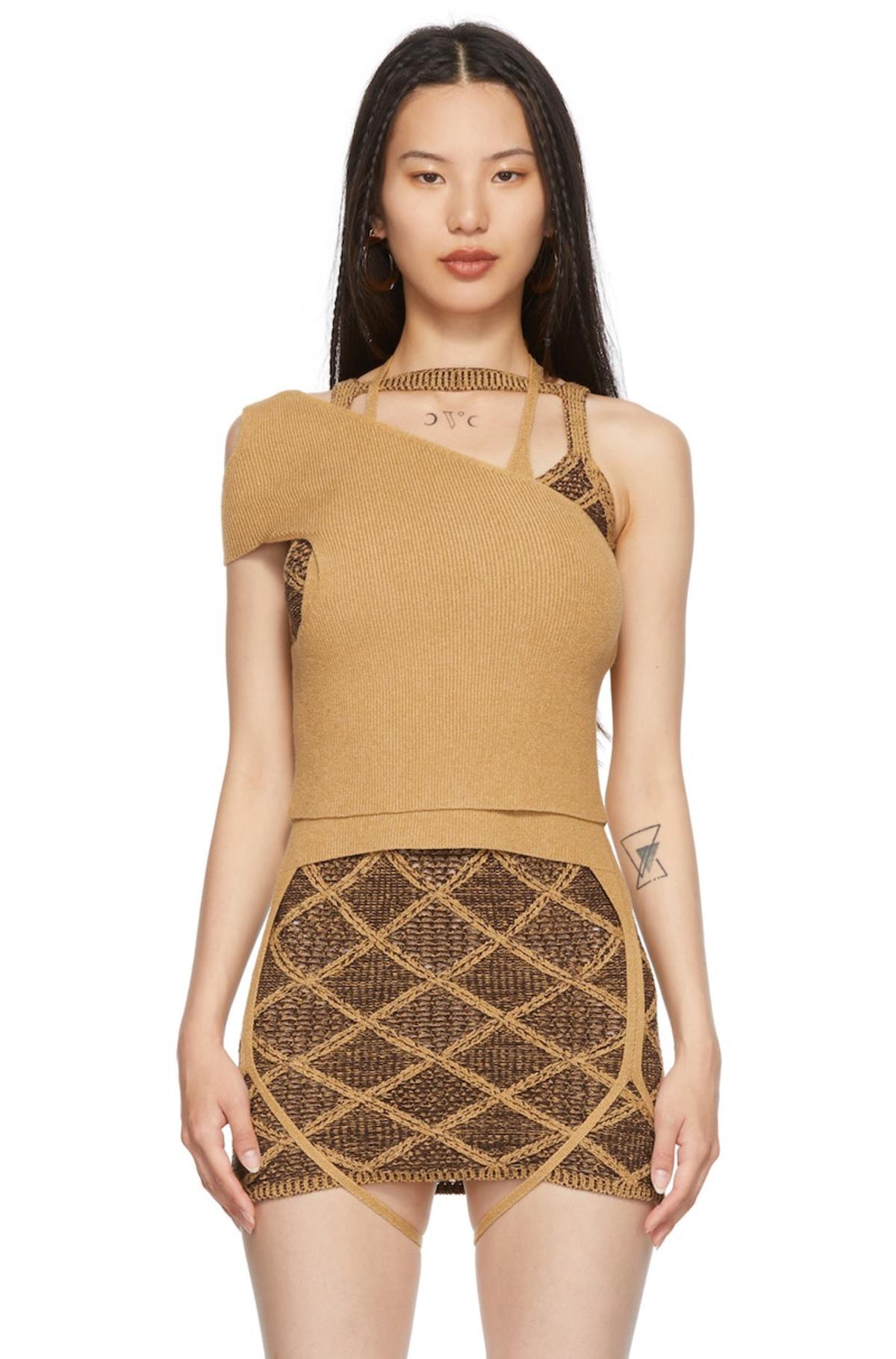 Isa Boulder Tan Split Tank Top | Garmentory