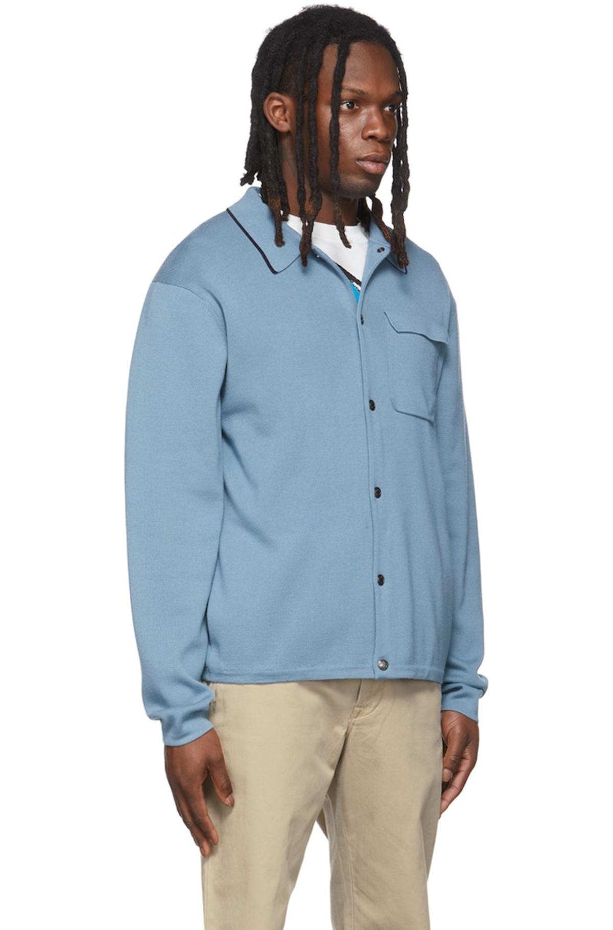 PAUL SMITH Merino Press Stud Cardigan - Blue | Garmentory