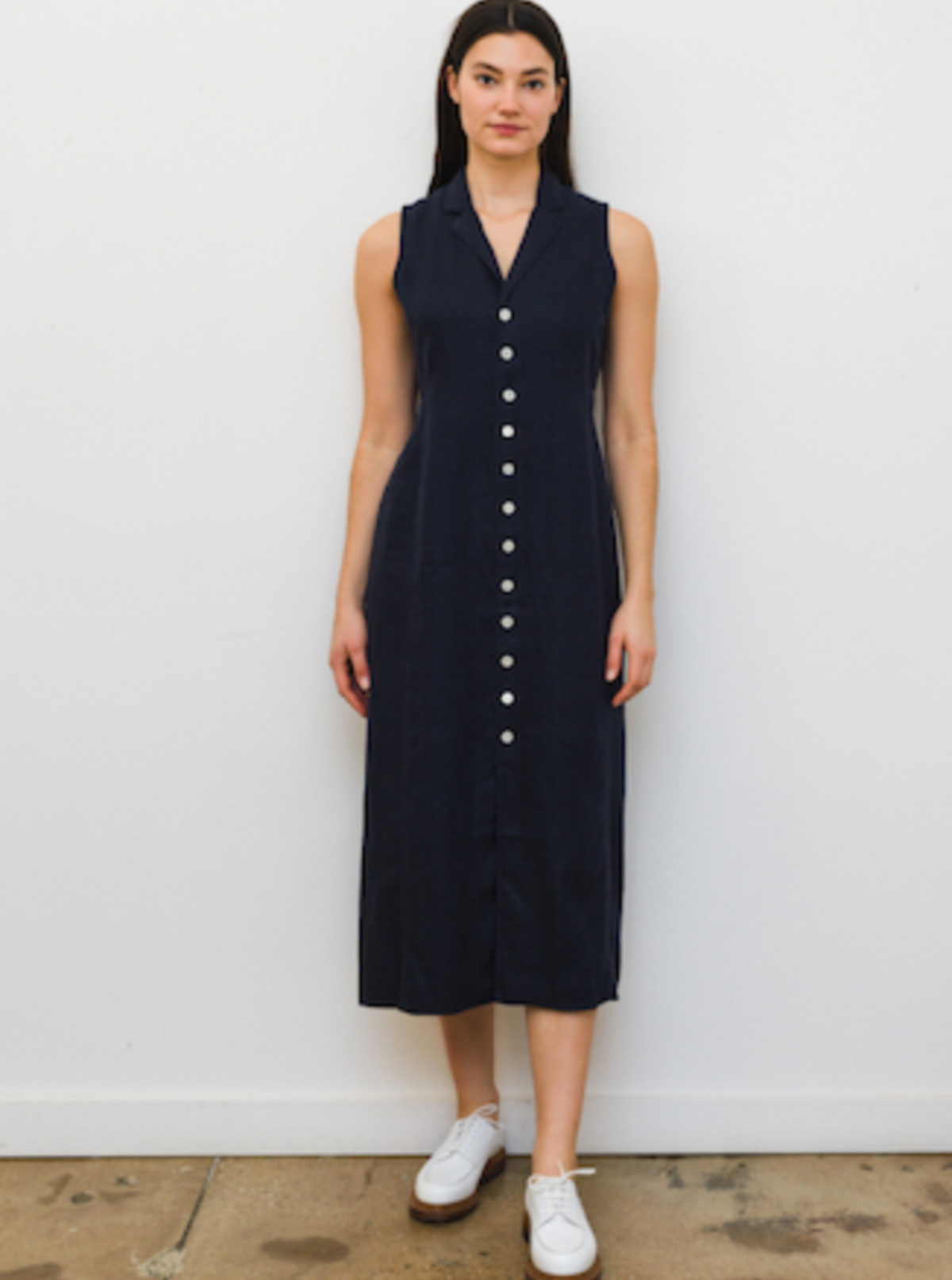Alex Mill Mathilde Linen Vest Dress - Dark Navy | Garmentory