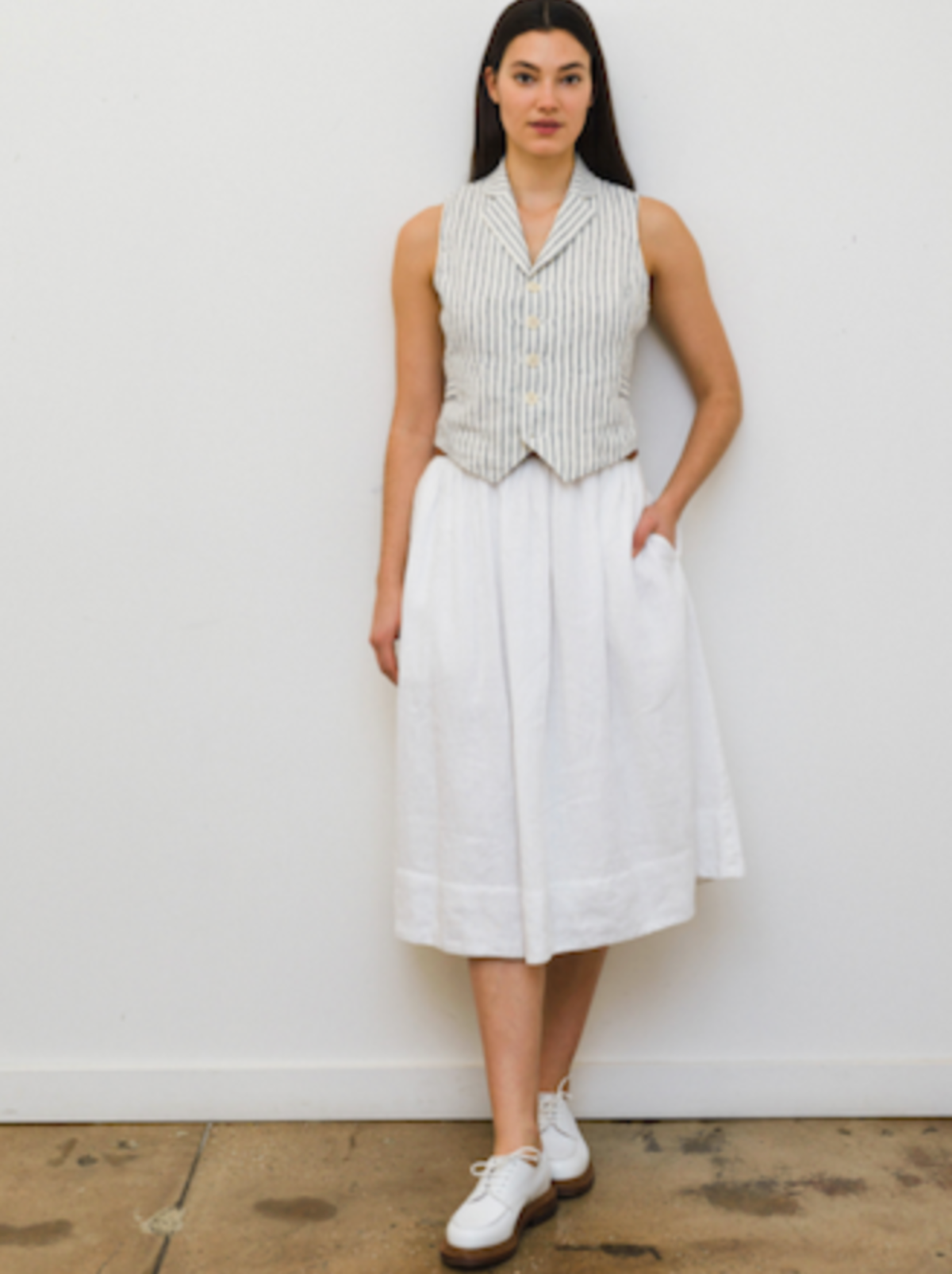 Alex Mill Mathilde Vest - Double Stripe Navy | Garmentory