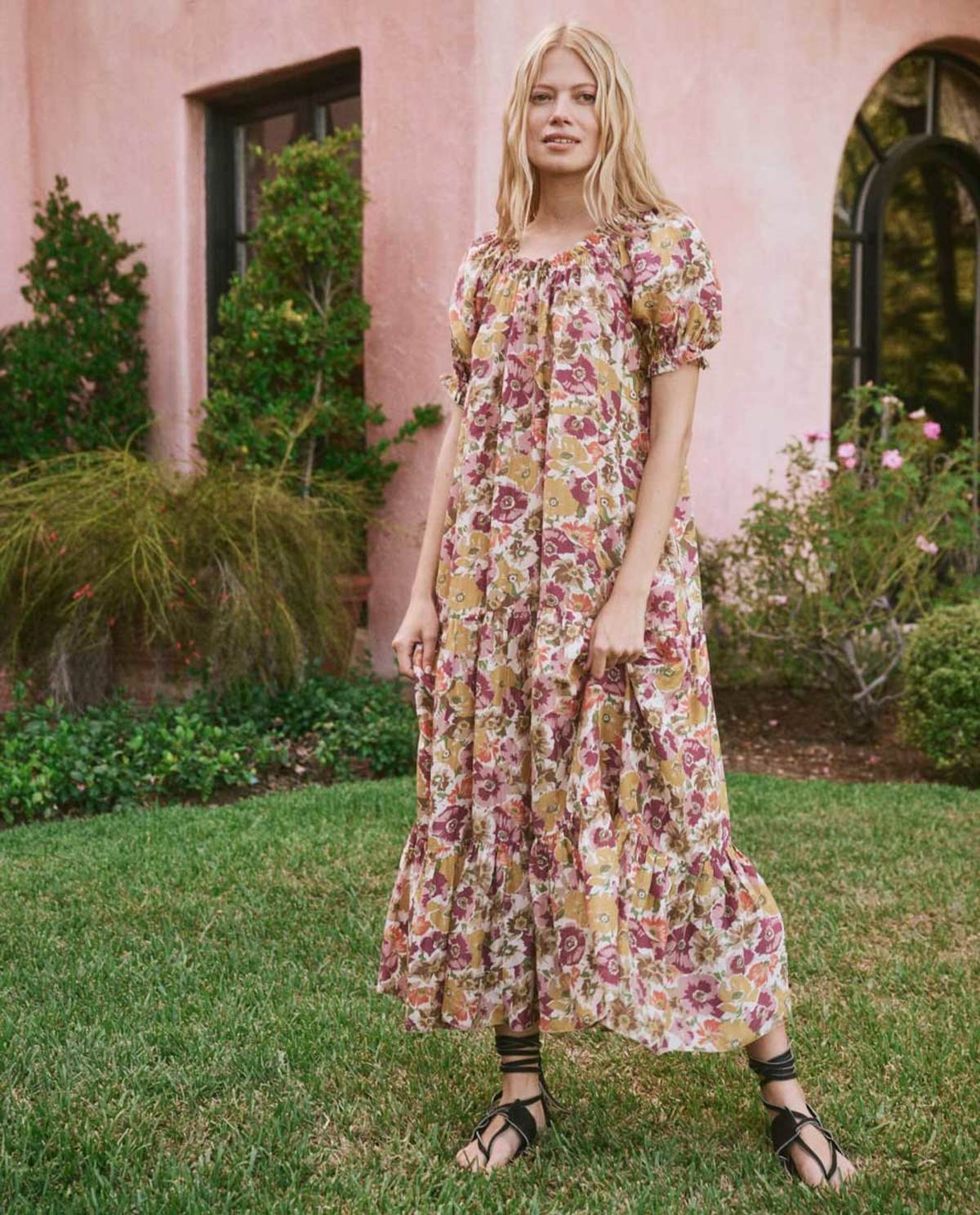 The Great. The Chateau Dress - Golden Lilac Flower | Garmentory