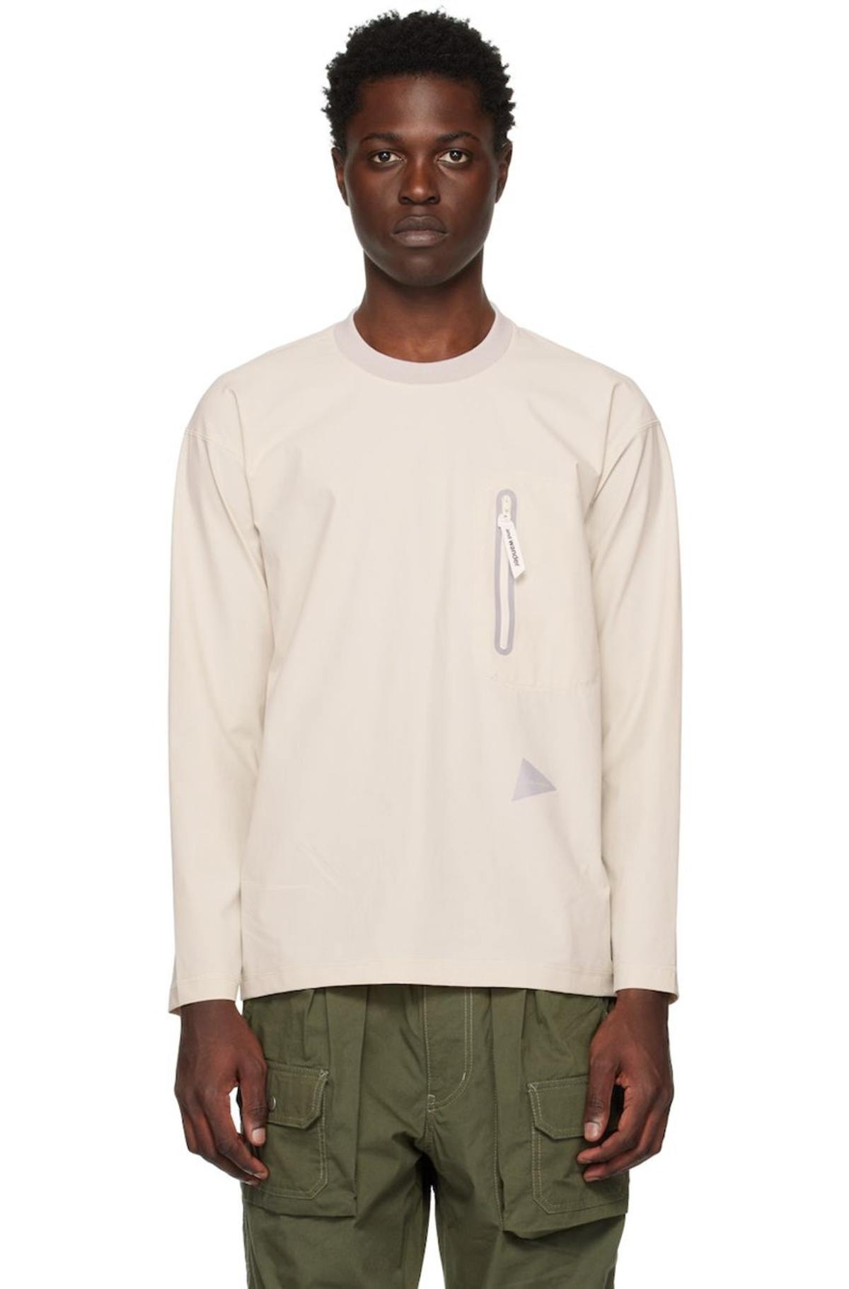 and wander Off-White Cool Touch Long Sleeve T-Shirt - Light Beige ...