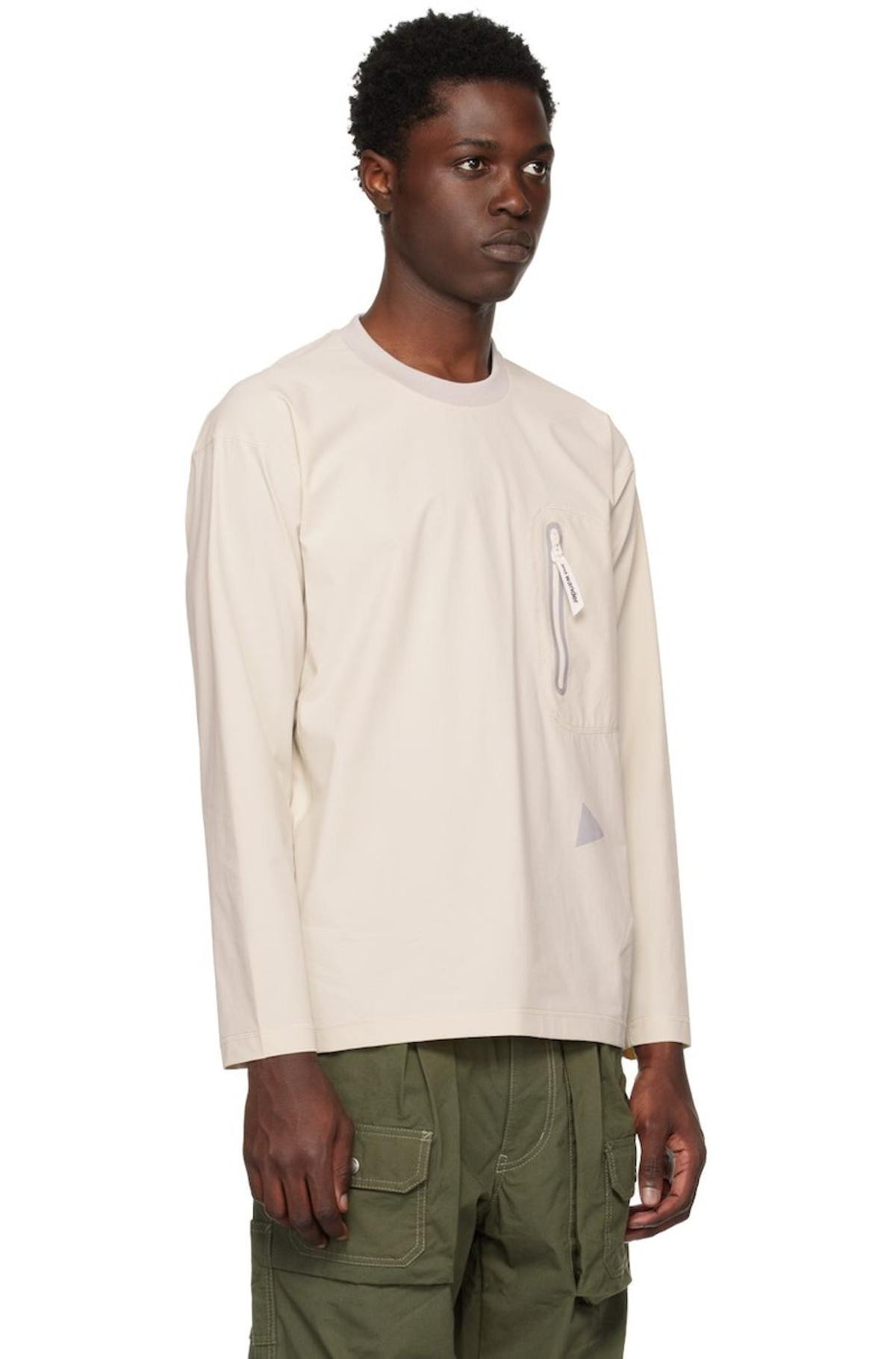 and wander Off-White Cool Touch Long Sleeve T-Shirt - Light Beige ...