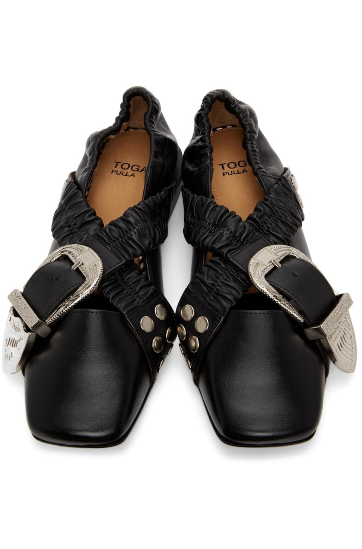 Toga Pulla Leather Ballerina Flats - Black | Garmentory