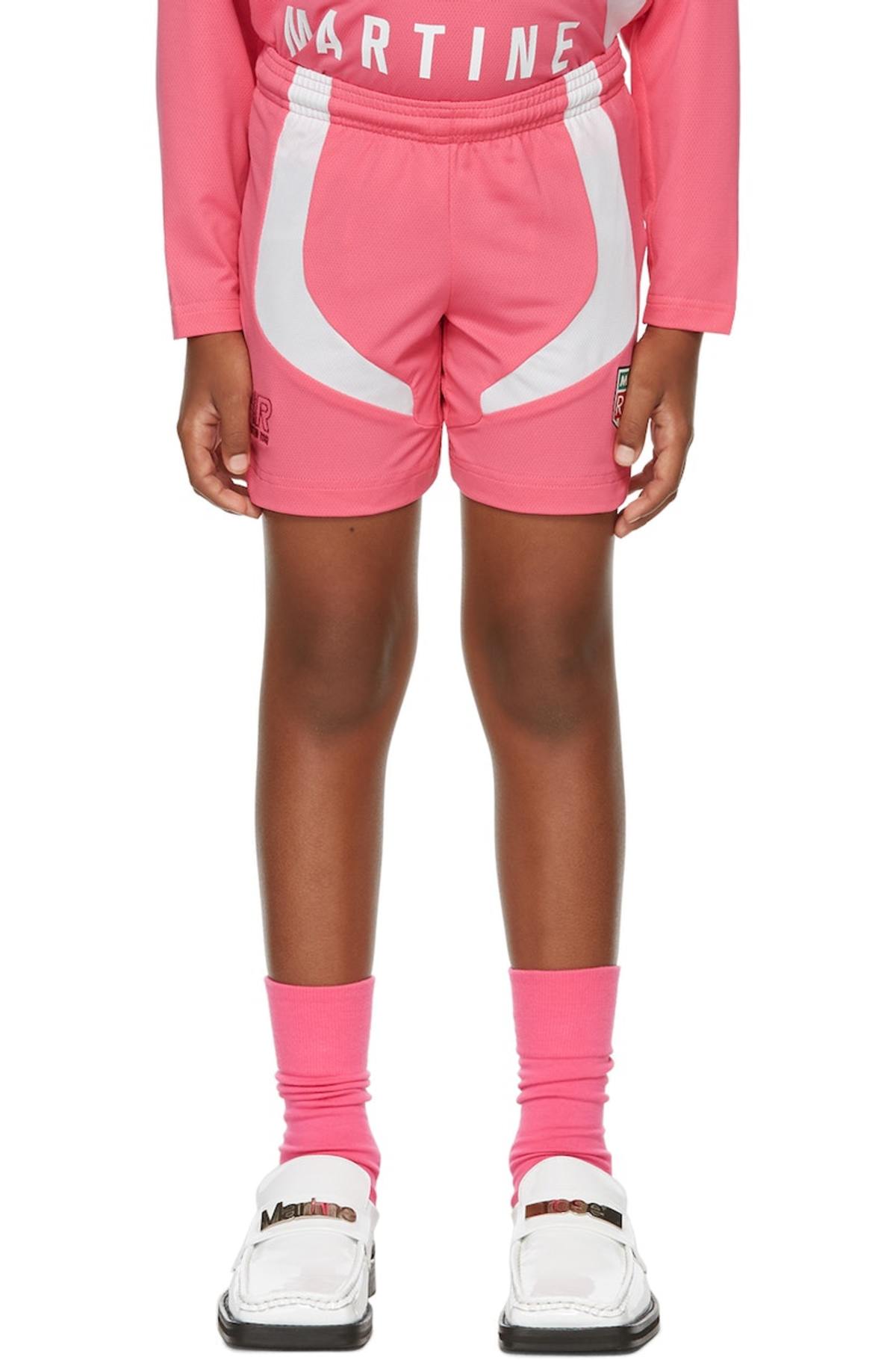 Kids Martine Rose SSENSE Exclusive Football Jersey Shorts - Pink/White ...