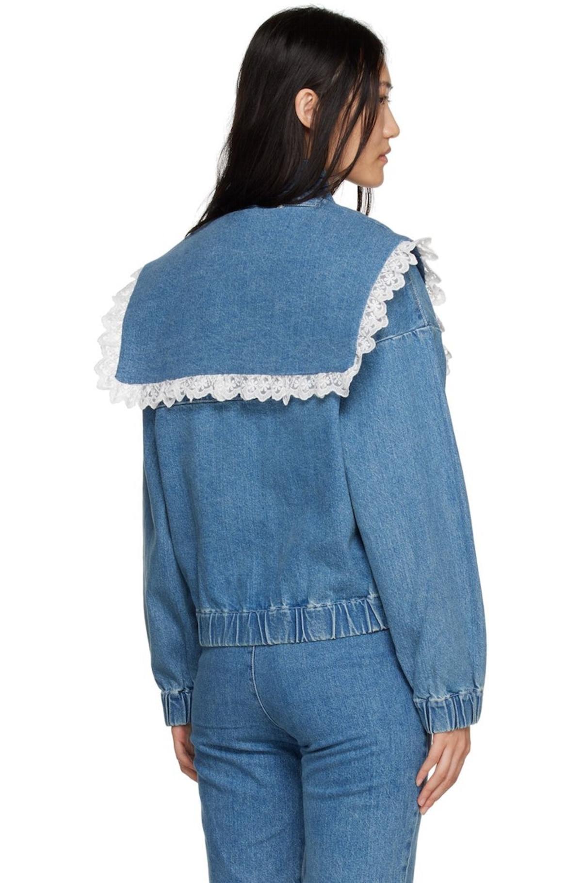 Shushu/Tong SSENSE Exclusive Blue Sailor Collar Denim Jacket - Blue ...