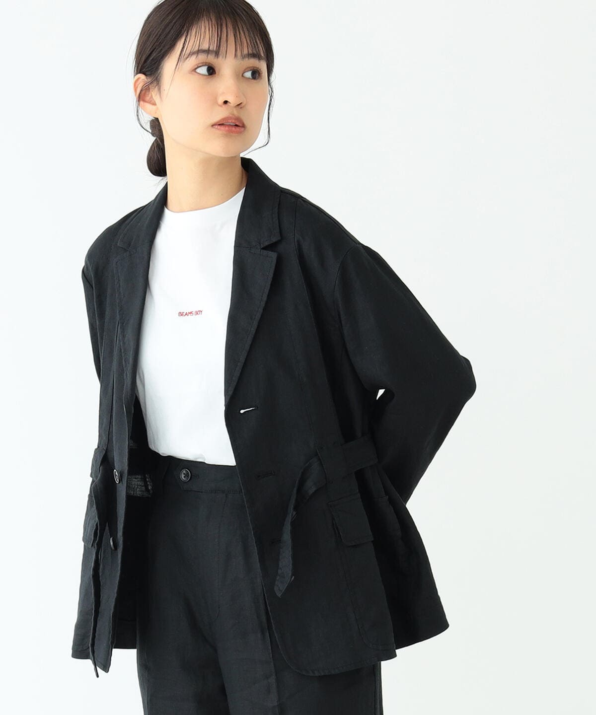 Beams Boy Linen Norfolk Jacket - Black | Garmentory