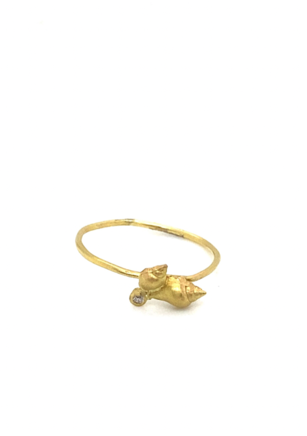 Lene Vibe Seashell & Diamond Stack Ring - 18K Gold | Garmentory