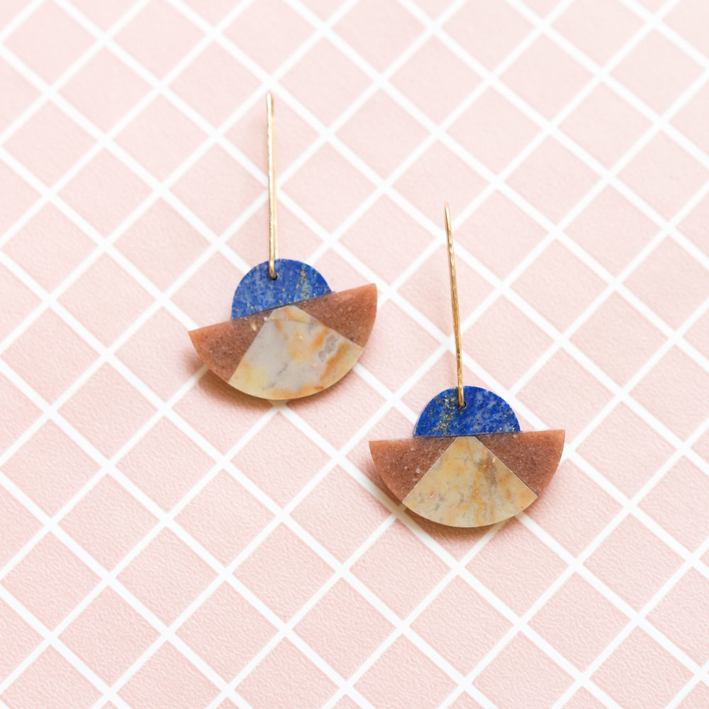 ALISON JEAN COLE LAPIS, QUARTZITE & MARBLE EARRINGS | Garmentory