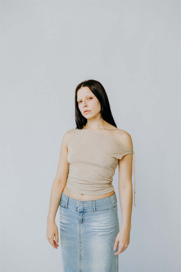 Stripe Gauze String Blouse | Garmentory