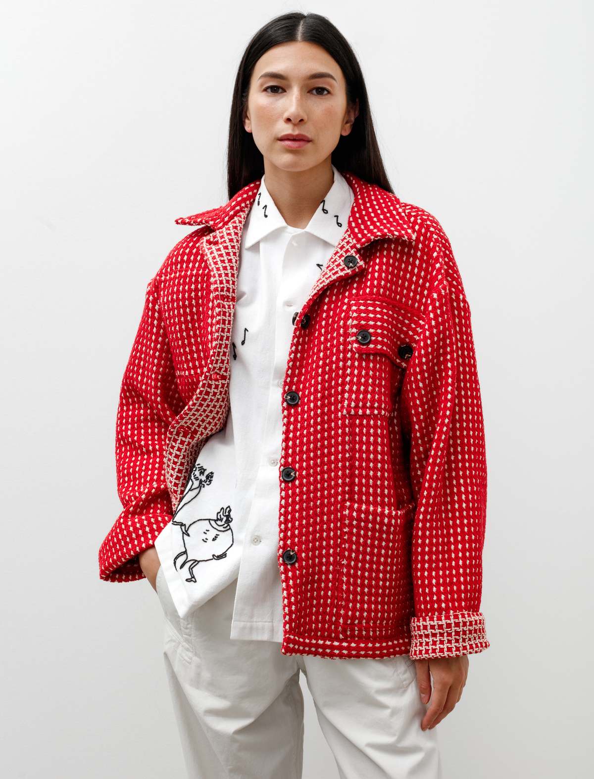 BODE Reversible Duo Waffle Jacket - Red/Cream | Garmentory
