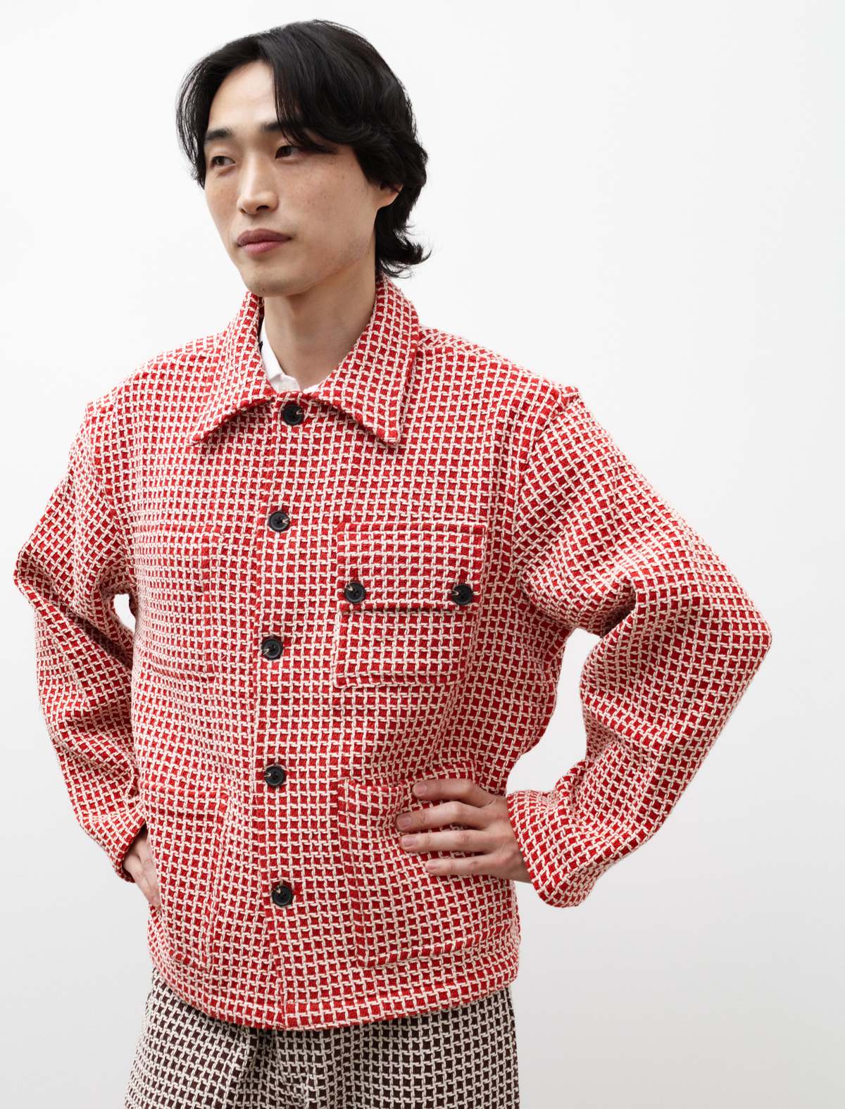 BODE Reversible Duo Waffle Jacket - Red/Cream | Garmentory