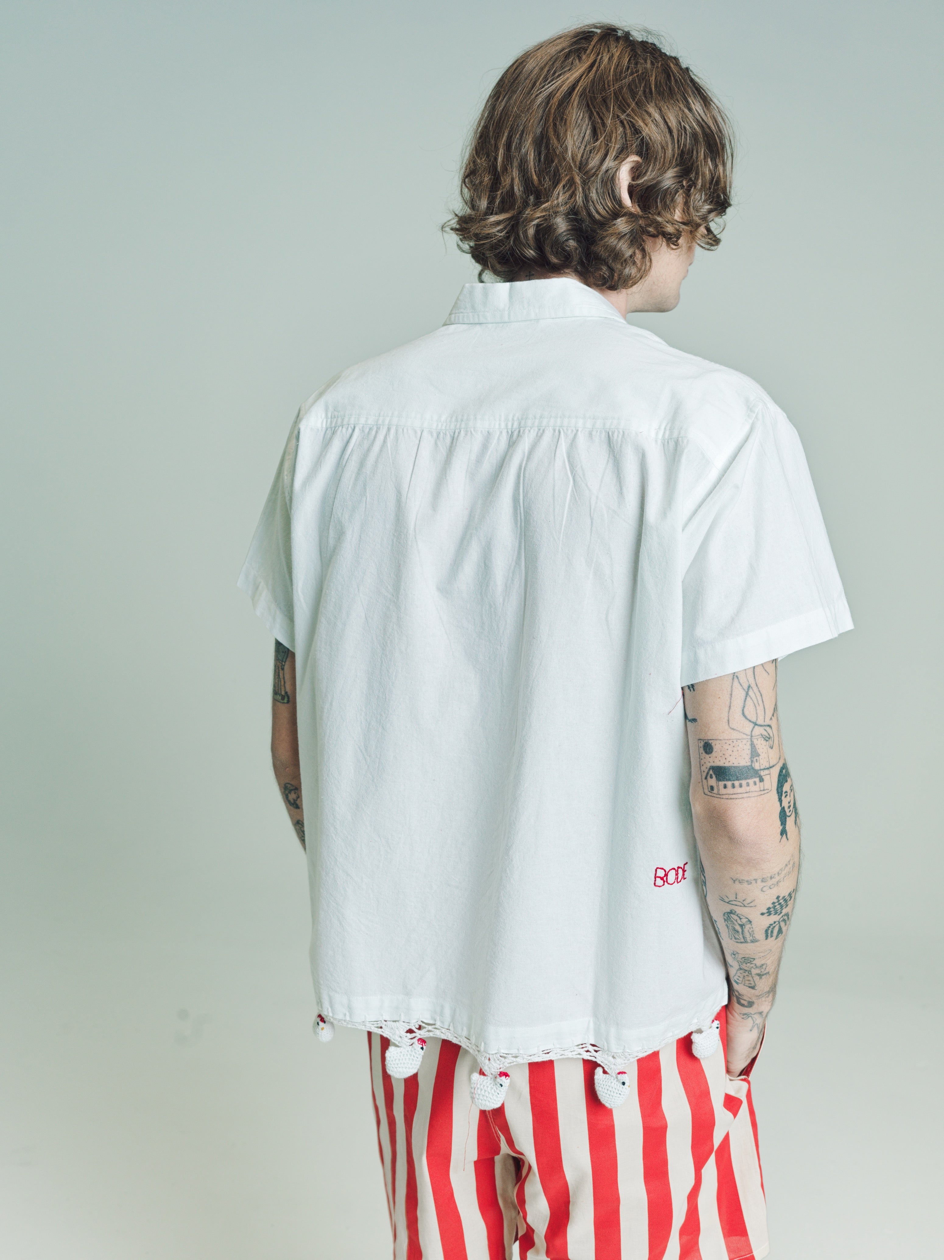 BODE Crochet Chick Short Sleeve Shirt - Cream | Garmentory