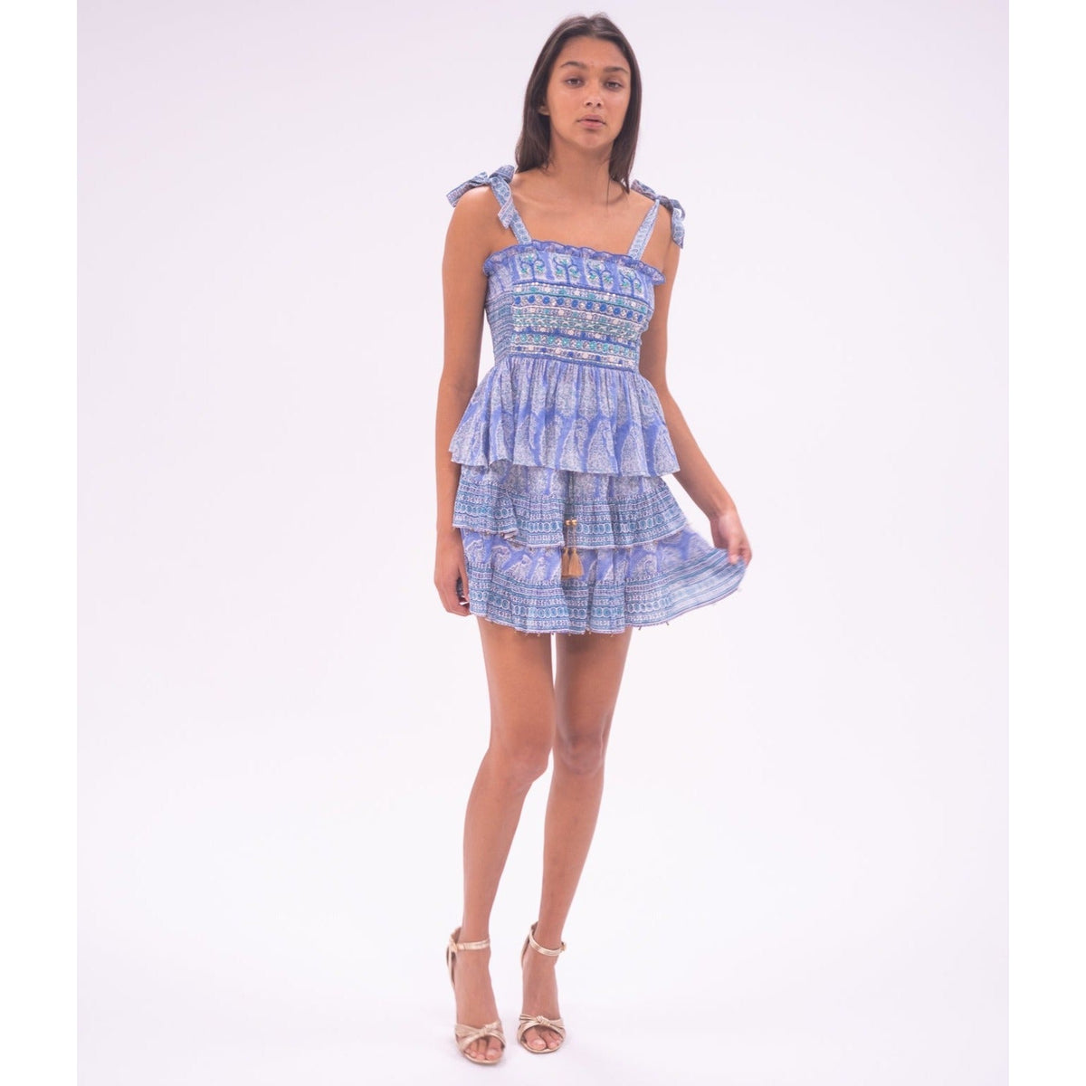 Bell By Alicia Bell Bek Mini Skirt - Blue Turquoise Paisley | Garmentory