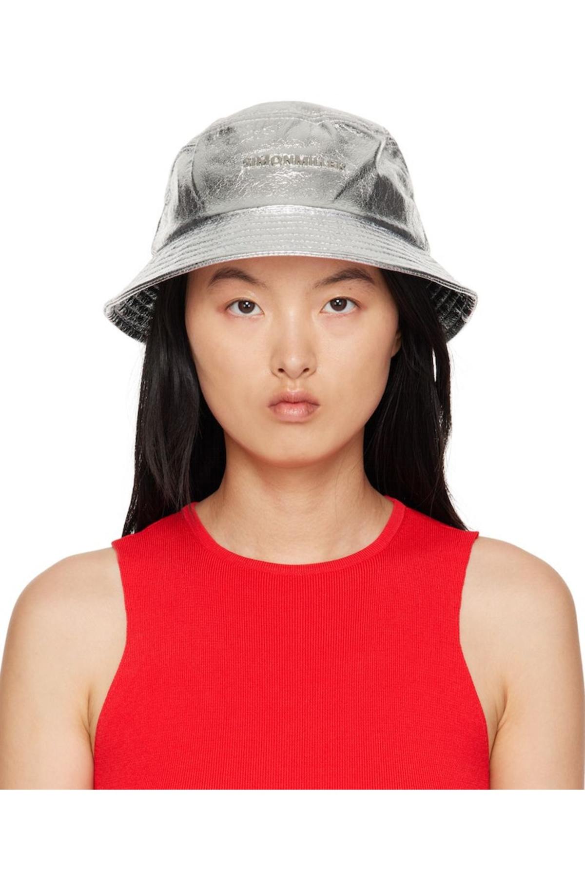 Simon Miller Metallic Drop Bucket Hat - Silver | Garmentory